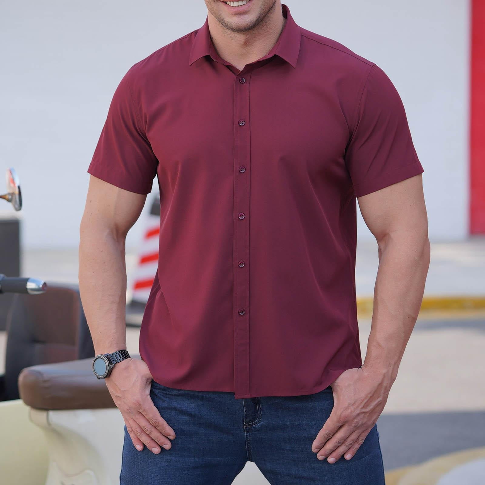BXJX Mens and Big Mens Cotton Button Down Shirts- Professional Business ...