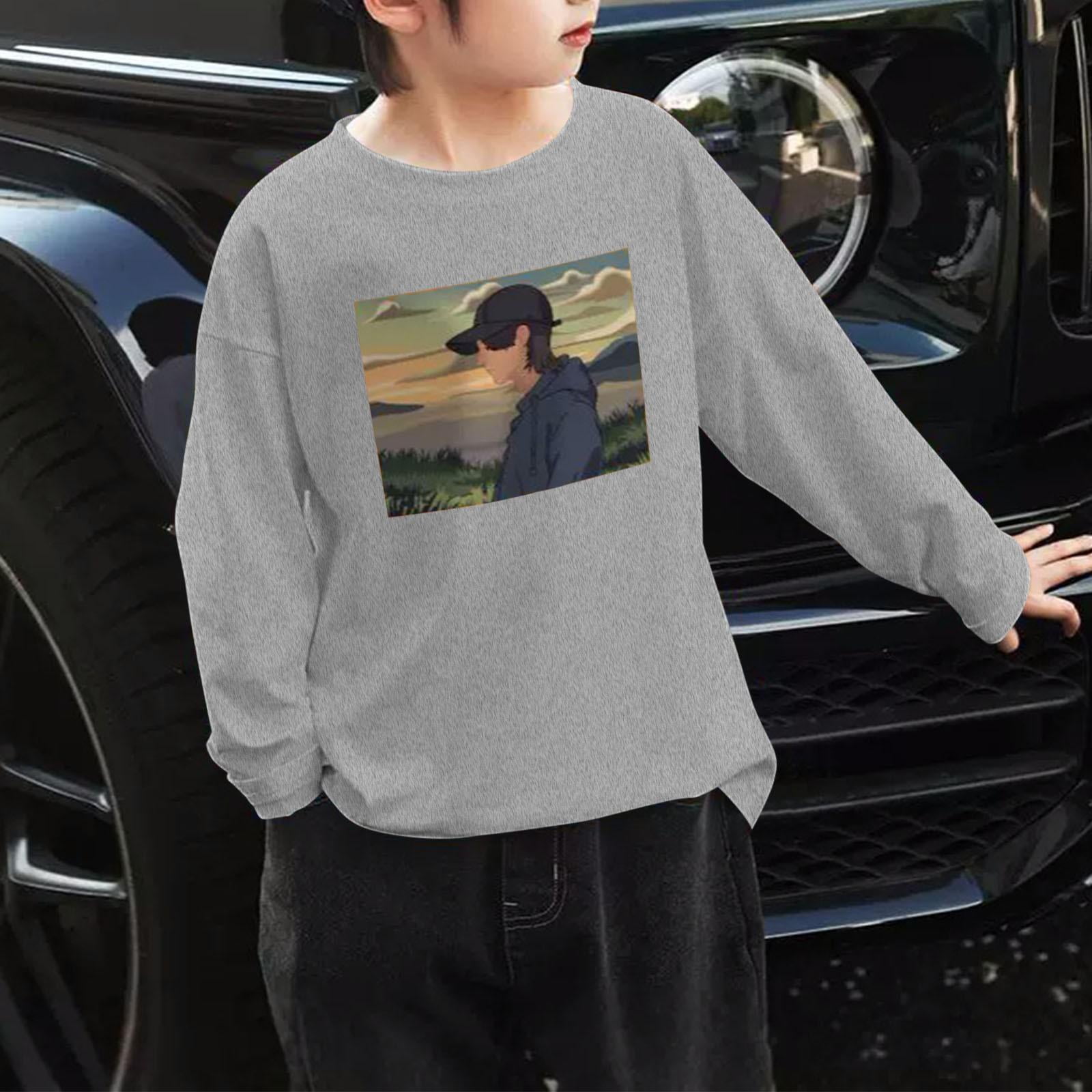 BXJX Pure Cotton T Shirts for Toddler Boys- Long Sleeve Crewneck ...