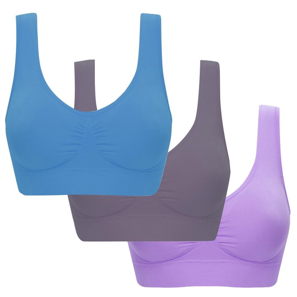 absuyy Sports Bras for Women Plus Size Full Cup Pure Color 3 Pack ...