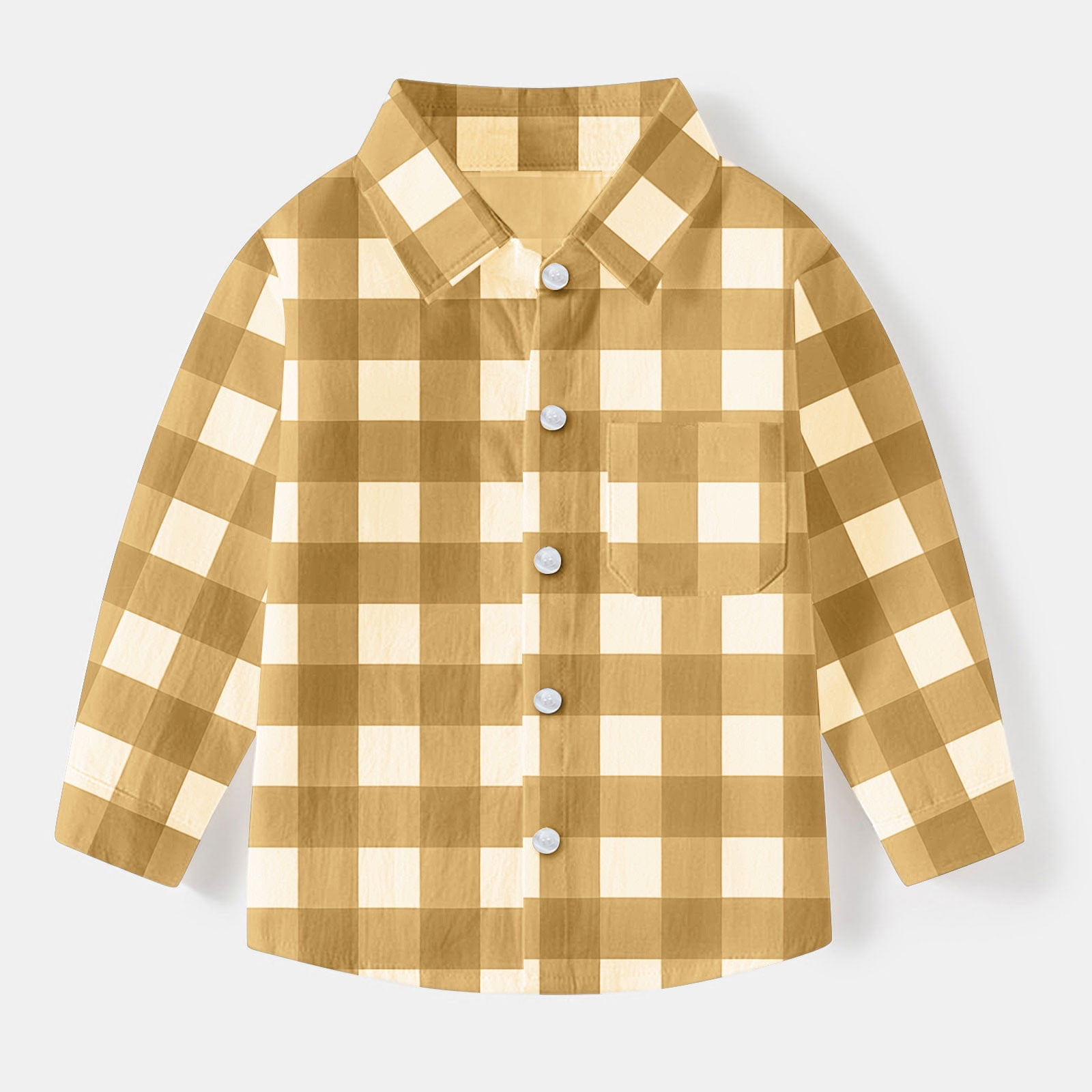 BXJX Toddler Boys Button-Up Shirts- Fall Spring Plaid Print Long Sleeve ...