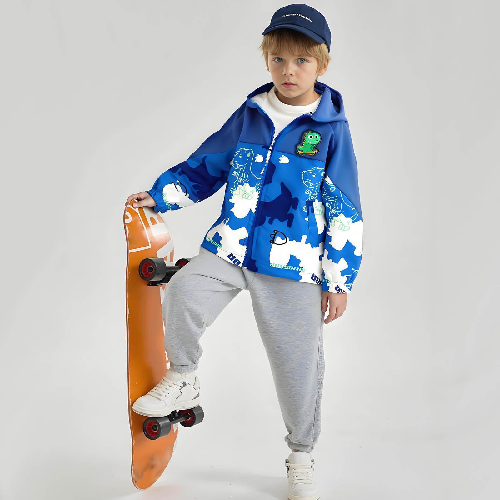 BXJX Toddler Boys Dinosaur Graphic Full-Zip Hoodies Jackets- Long ...