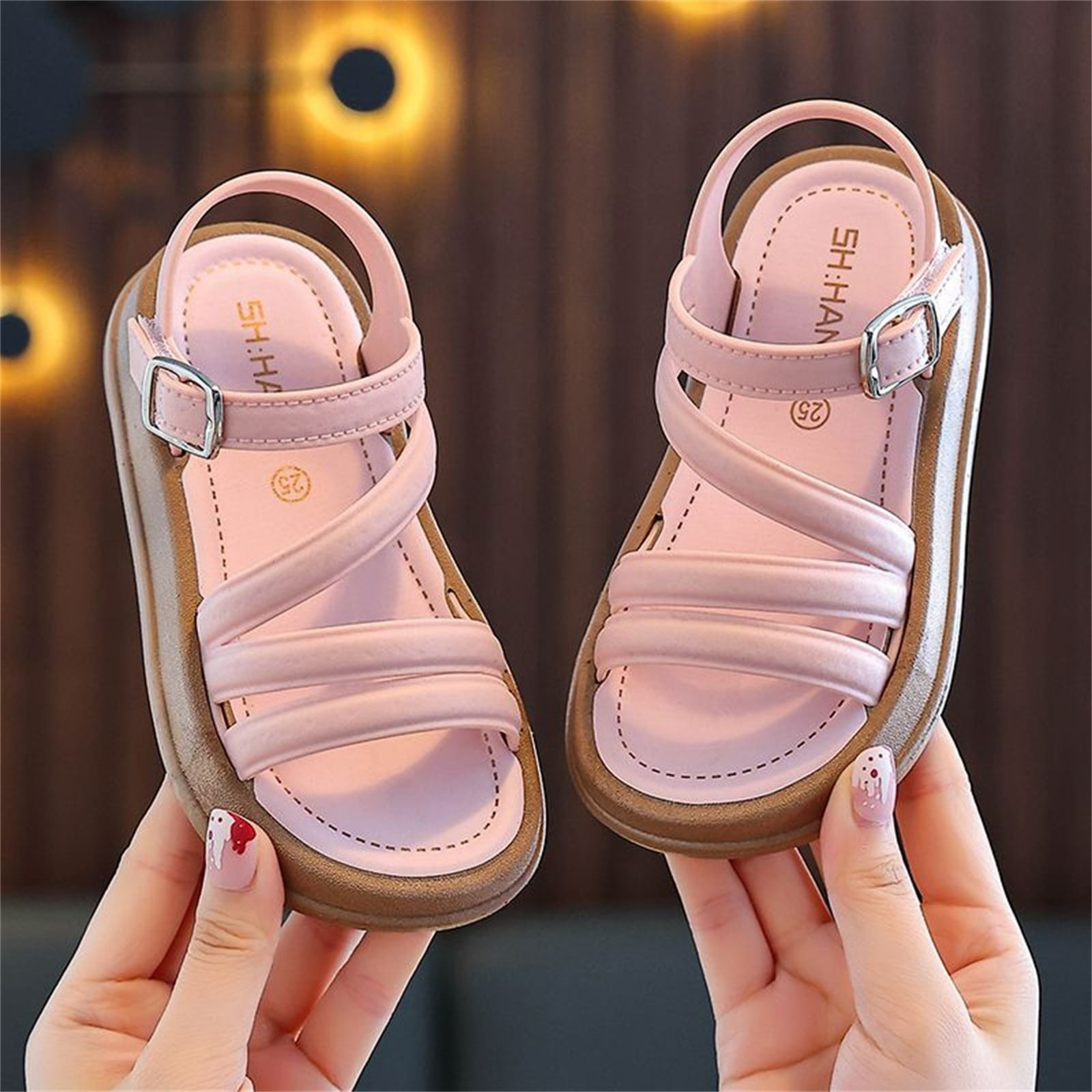 BXJX Toddler Little Girls Sandals- Buckle Open Toe PVC Outdoor Flat ...