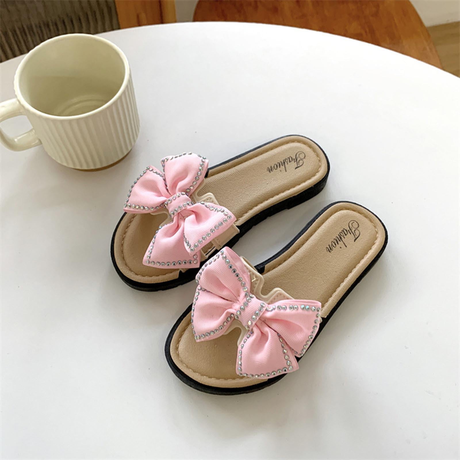 BXJX Toddler Little Girls Slide Sandals- Durable Bow Decoration Non ...