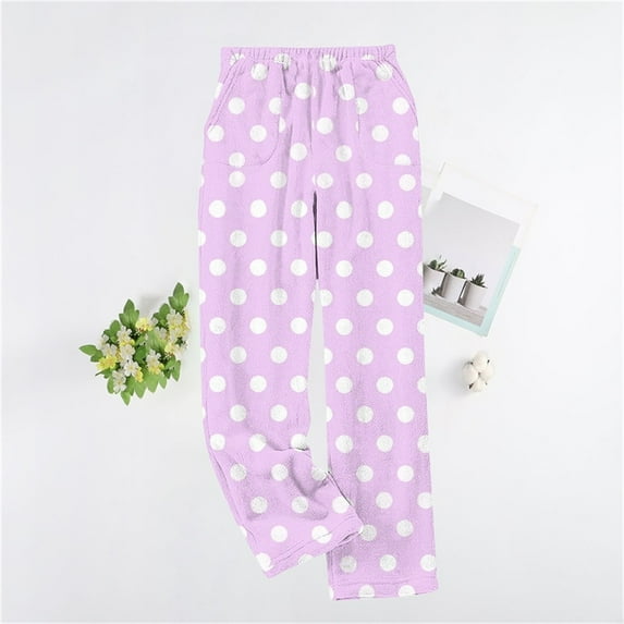 BXJX Women's Fuzzy Flannel Pajama Pants- Fall Winter Plaid Striped ...
