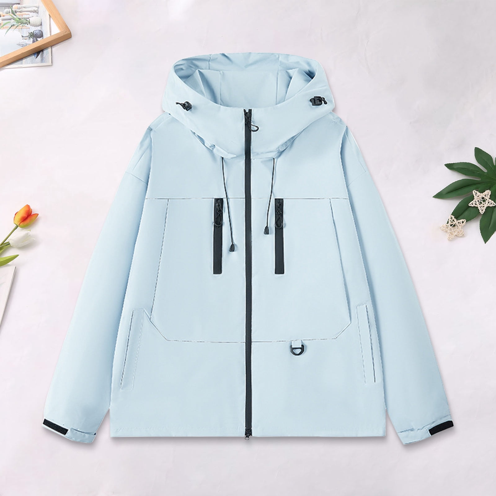 BXJX Womens Full Zip up Cargo Jacket- Fashion Loose Fit Windproof ...