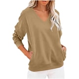 BXJX Womens Sweatshirts, Long Sleeve Casual V Neck Spring Fall Pullover ...