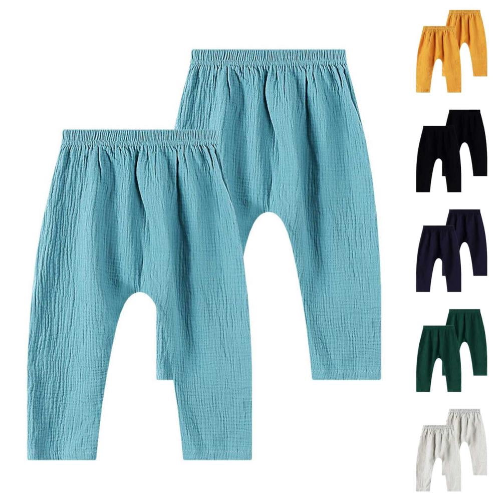 BXSRUTA Baby Harem Pants 2 Pack Toddler Soft Elastic Waist Casual ...