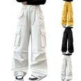 BXSRUTA Big Girls High Waist Cargo Pants Wide Leg with Multiple Pockets ...