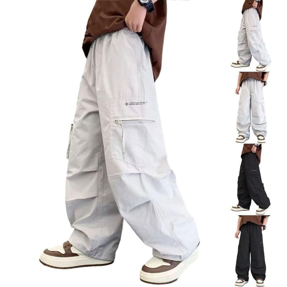 BXSRUTA Boys Casual Cargo Pants Loose Fit Wide Leg with Multiple ...