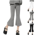 BXSRUTA Girls Cotton Flare Cropped Pants High Waist Casual Bell Bottom ...