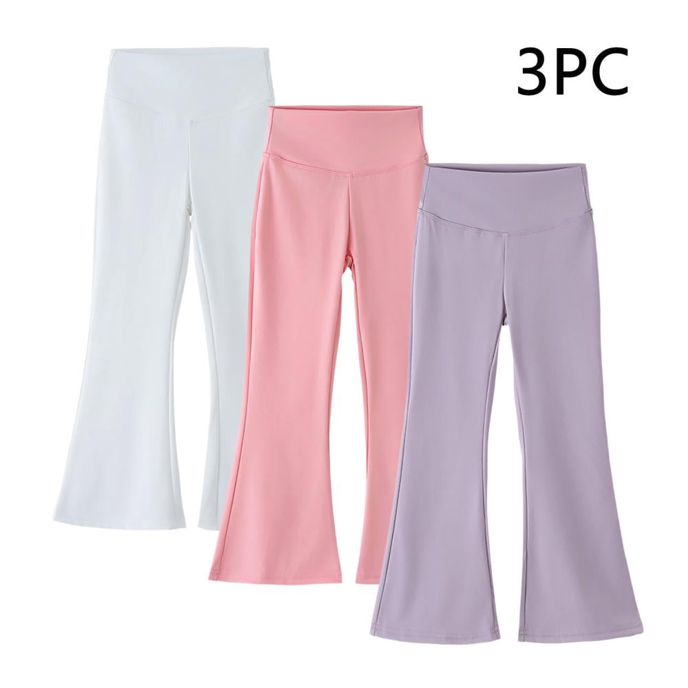 BXSRUTA Girls High Waist Flare Leg Yoga Pants, Stretchy Bell Bottom ...