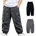 BXSRUTA Kids Cargo Jogger Pants Elastic Waist High Rise Drawstring ...