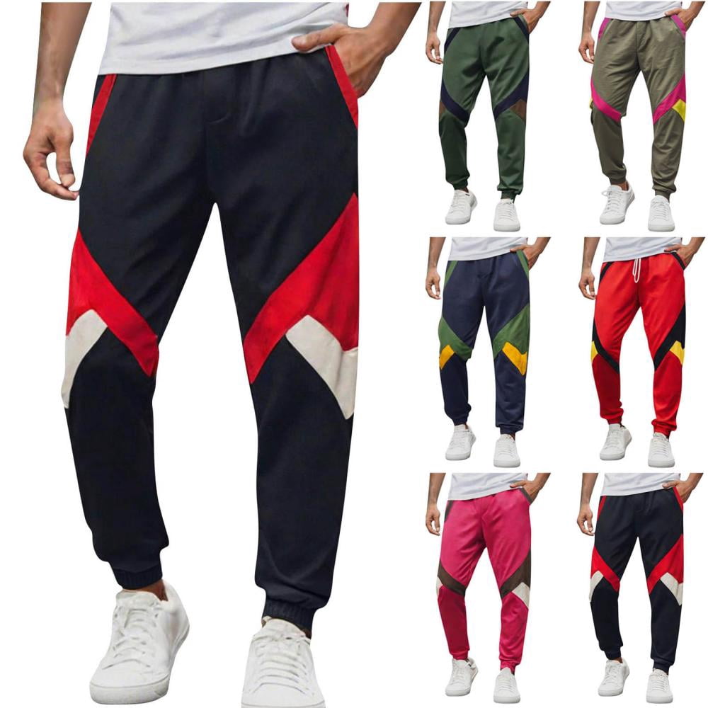 BXSRUTA Men's Elastic Waist Jogger Pants with Pockets and Ankle Cuffs ...