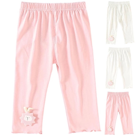 BXSRUTA Toddler Girls Casual Cropped Leggings with 3D Bunny Decor ...