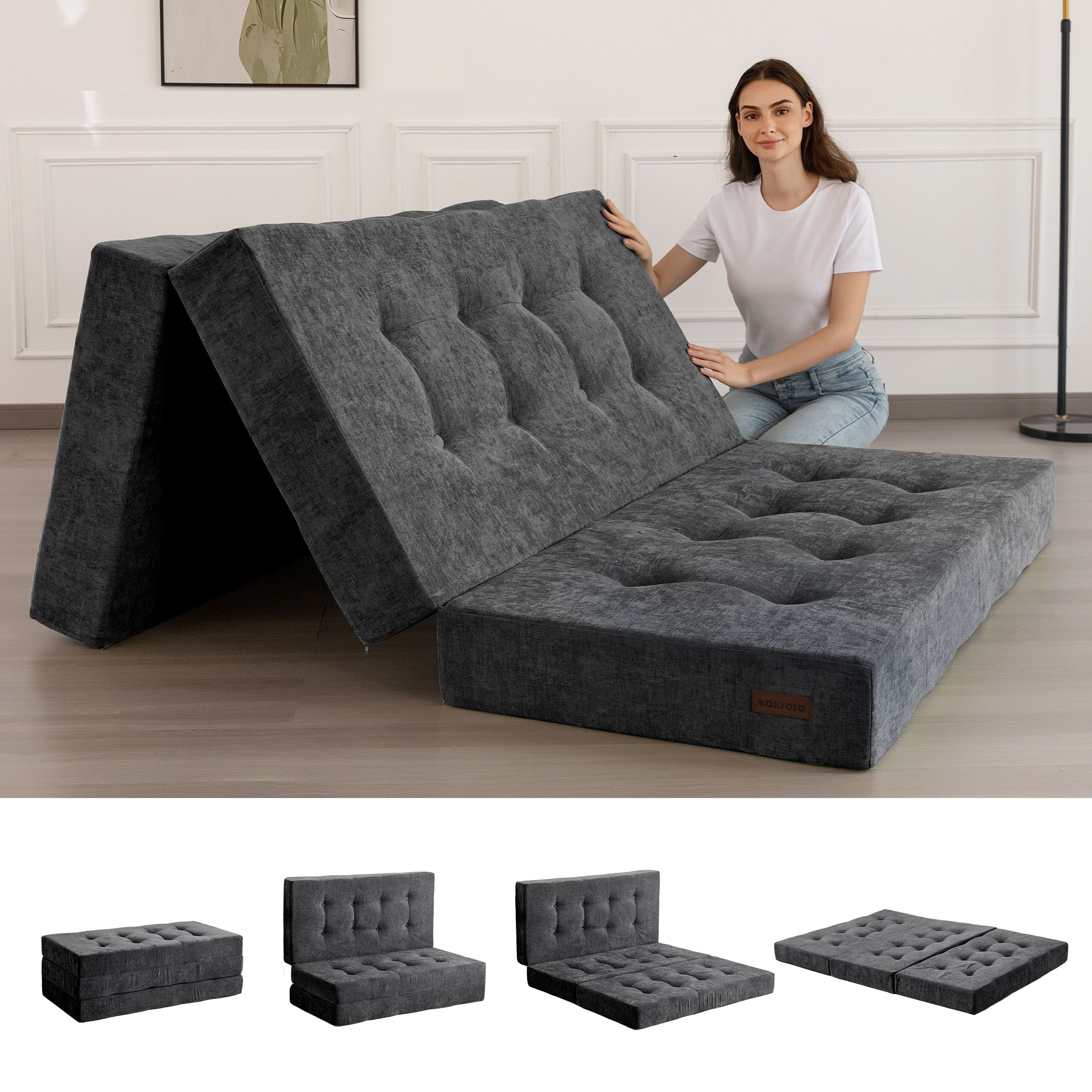 BYBYME 6 Inch Tri-Fold Mattress,Chenille Folding Mattress Made of Whole ...