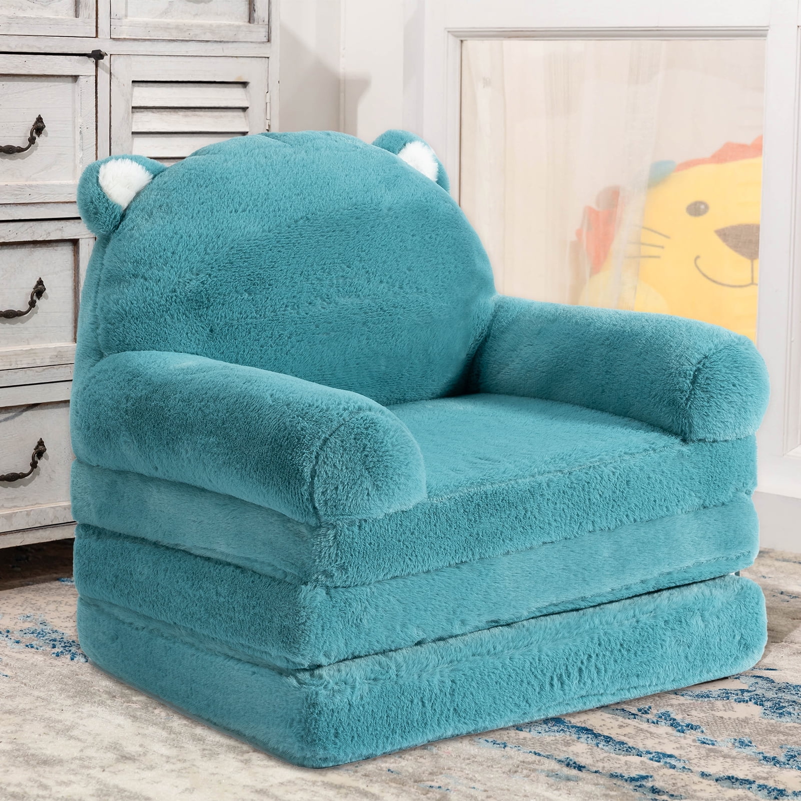 BYBYME Adjustable Toddler Reclining Sofa Chair, Comfy Velvet Fabric ...