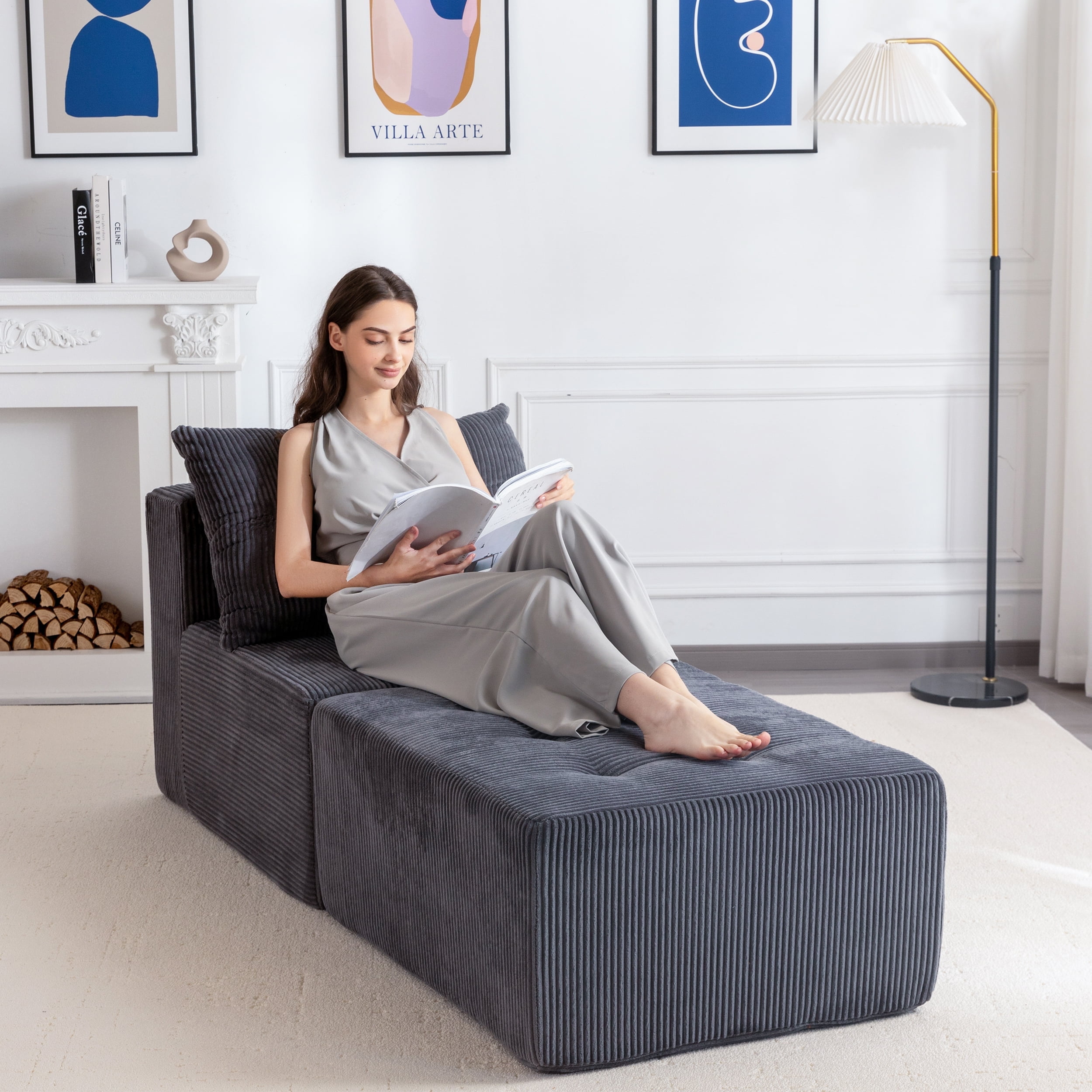 BYBYME Cloud Sectional Couch Versatile Sofa Chair with Ottoman Modern ...