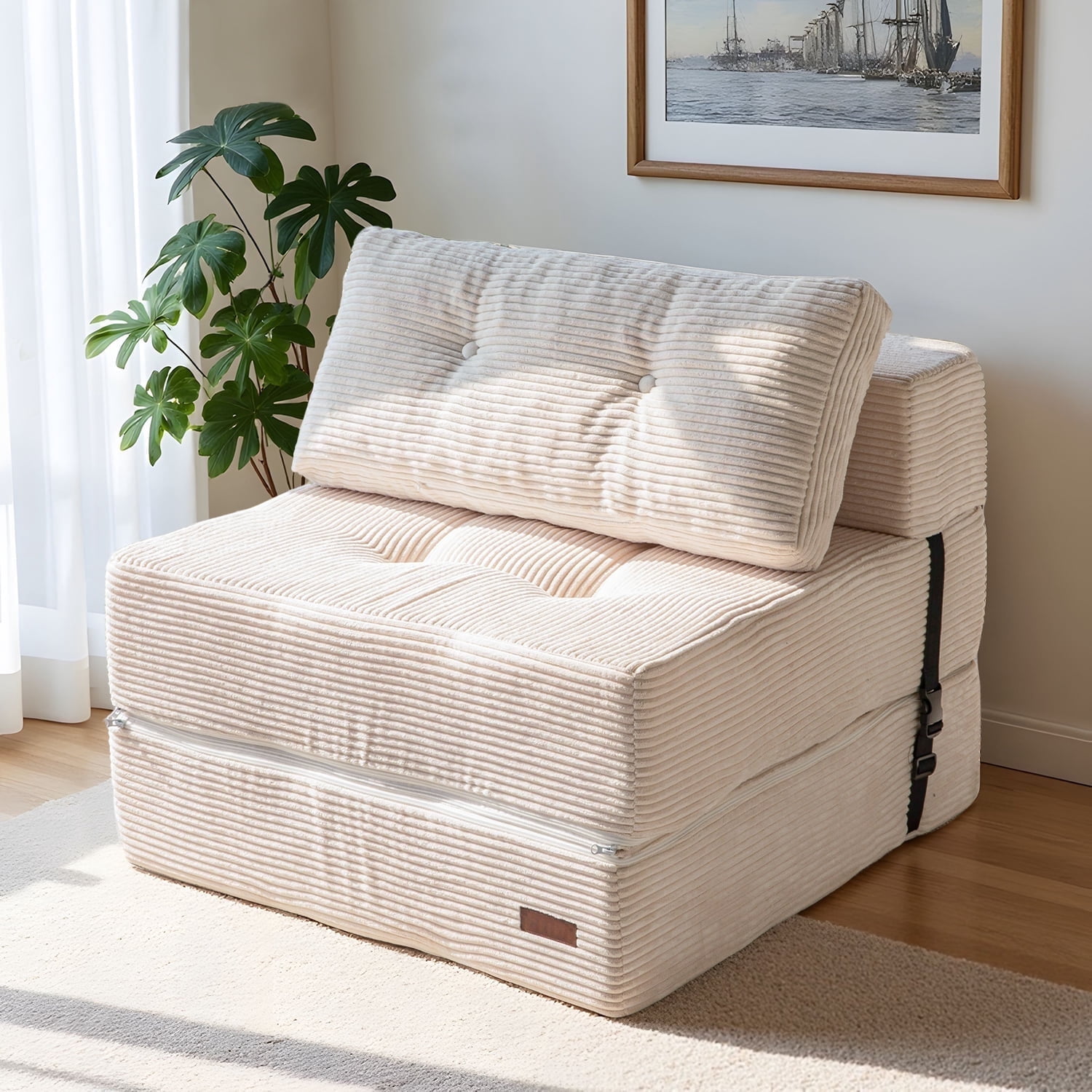 BYBYME Folding Sofa Bed,8 Inch Memory Foam Mattress Convertible Floor ...