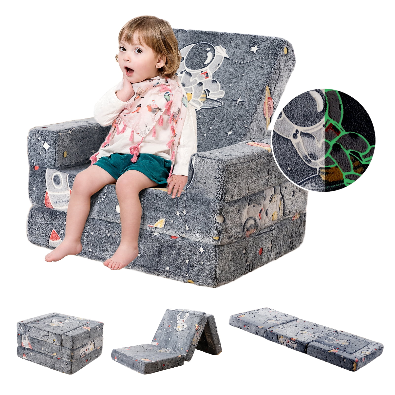 BYBYME Kids Convertible Furniture: Chair, Sofa, Floor Mattress with ...