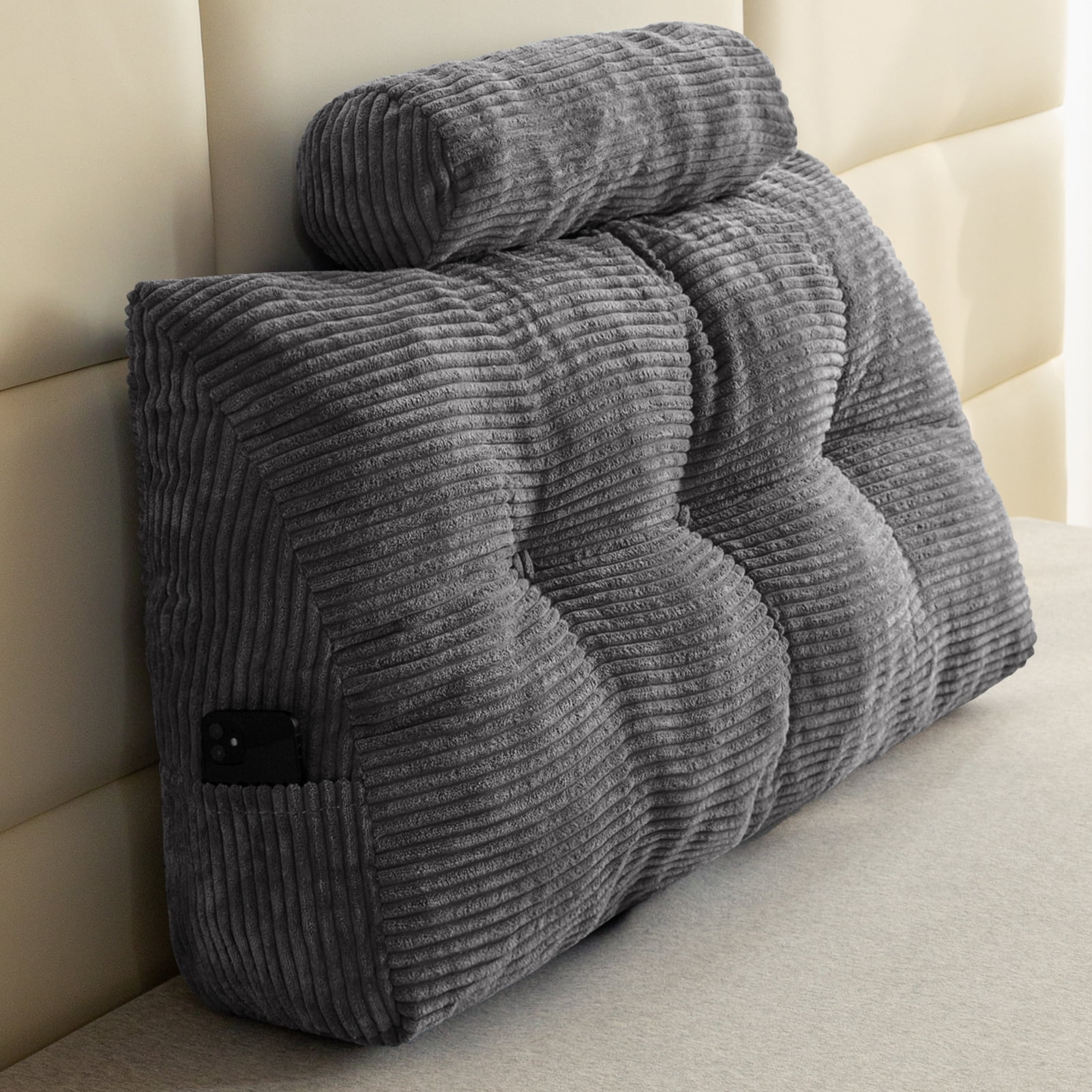 BYBYME Wedge Headboard Pillow Dark Grey Fustian Bed Rest Pillow ...