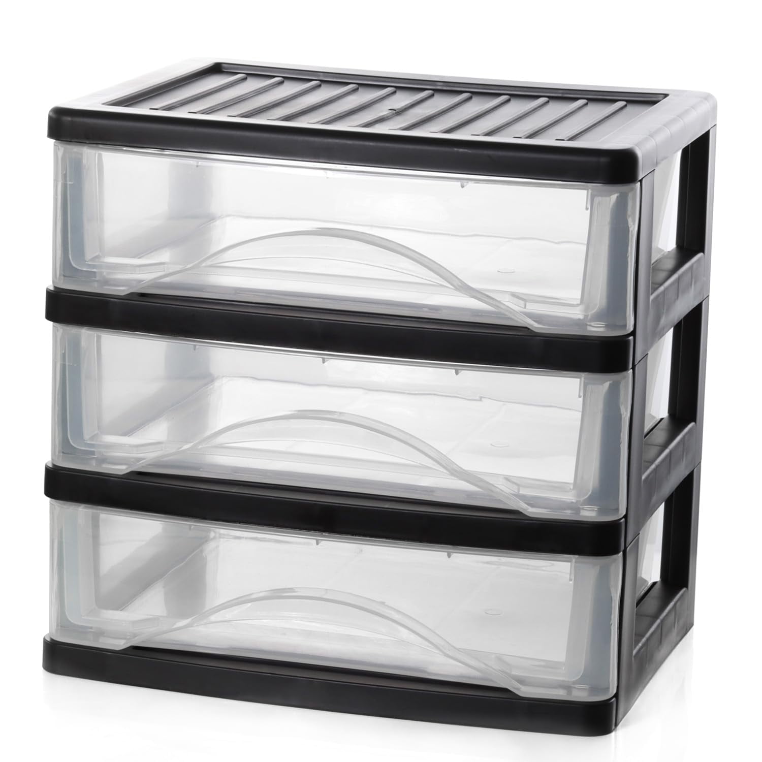 BYCY 3 Drawer Clear Stacking Desktop Organizer, Plastic Drawer Storage ...