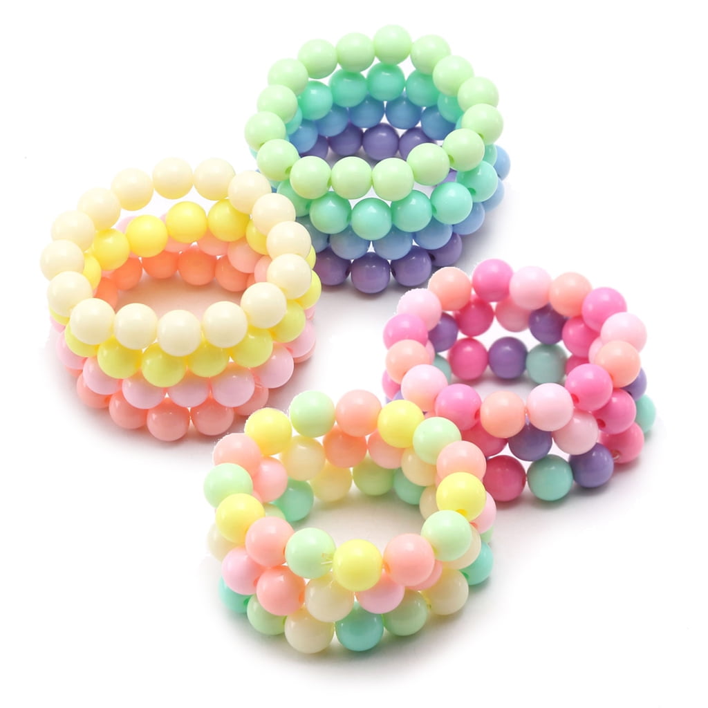 BYDOT 10-piece Set of Colorful Elastic Bracelets for Little Girls ...