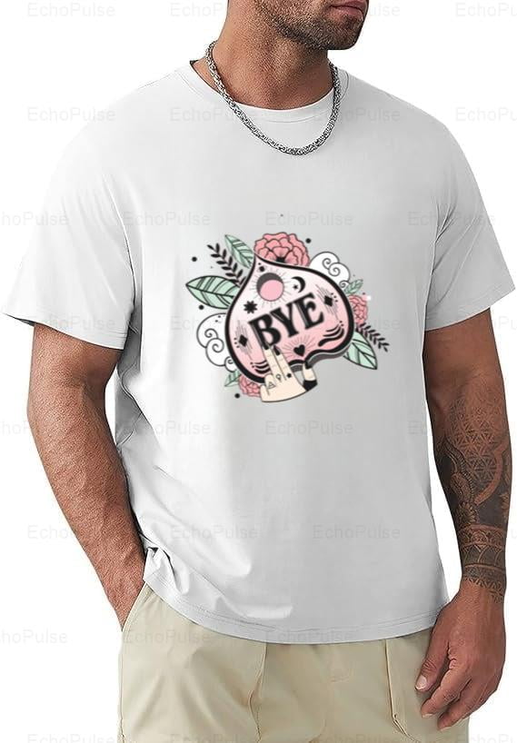 BYE Peach Version Simple Minimalist Fruit Goodbye T-Shirt, for men ...