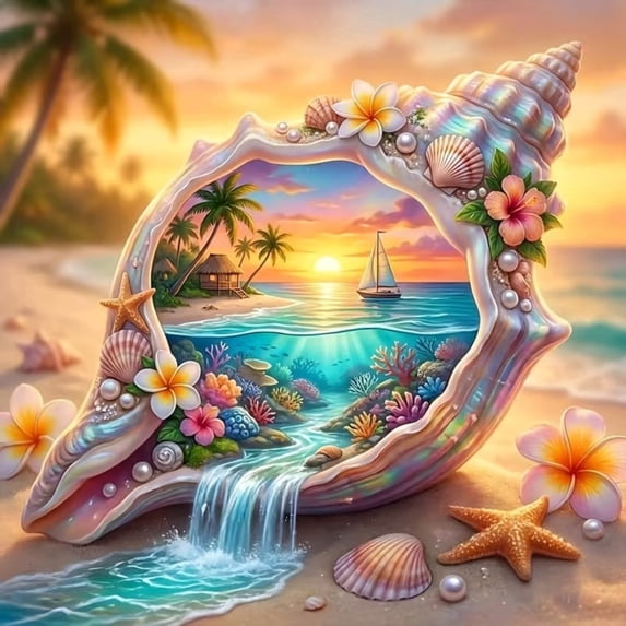 BYGFHLYW Conch Shell Tropical Ocean Scene Diamond Art Kits for Adults ...
