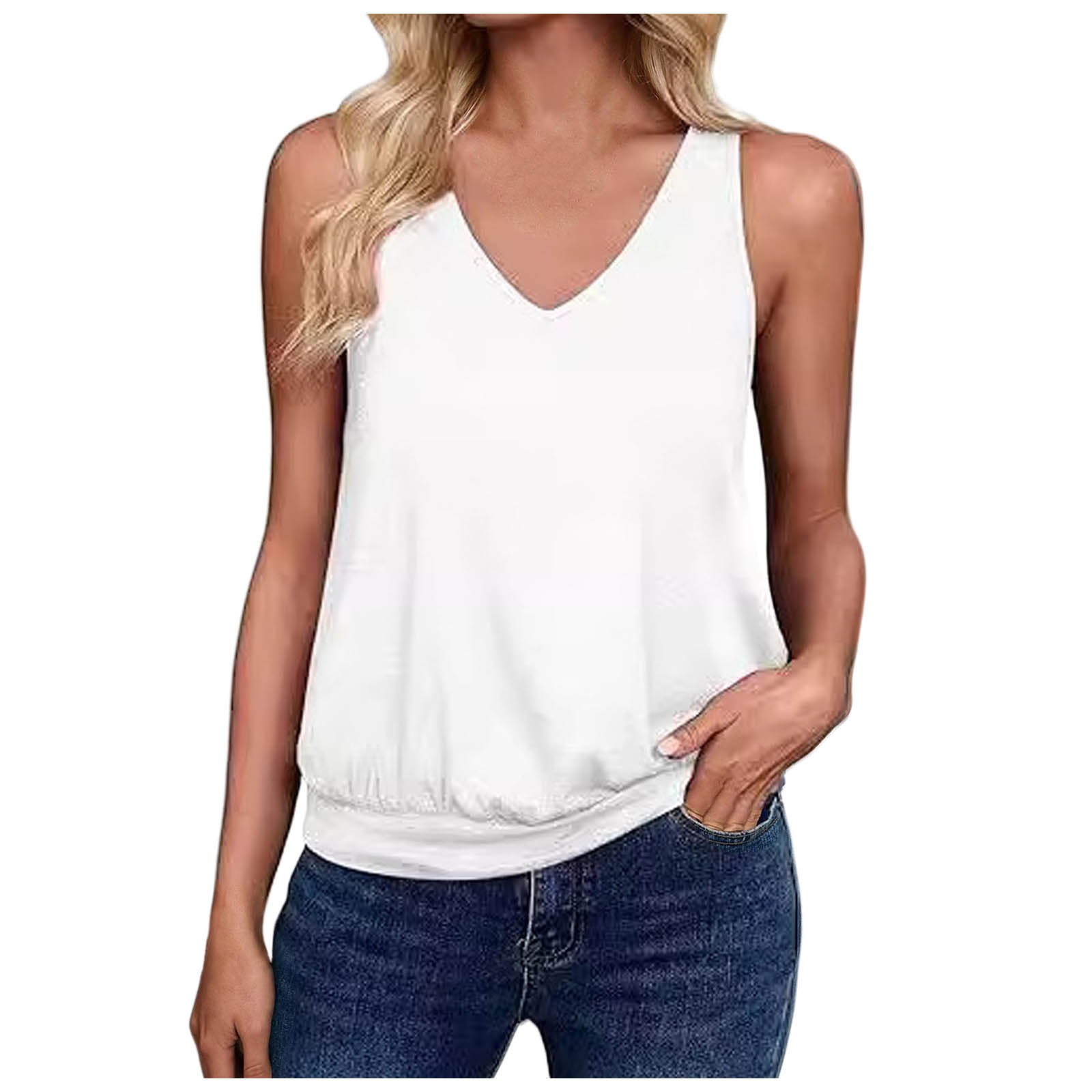 BYHONG 2025 Womens Fashion Tank Tops Spring Summer Clothes Casual V Neck Sleeveless Loose Fit ...