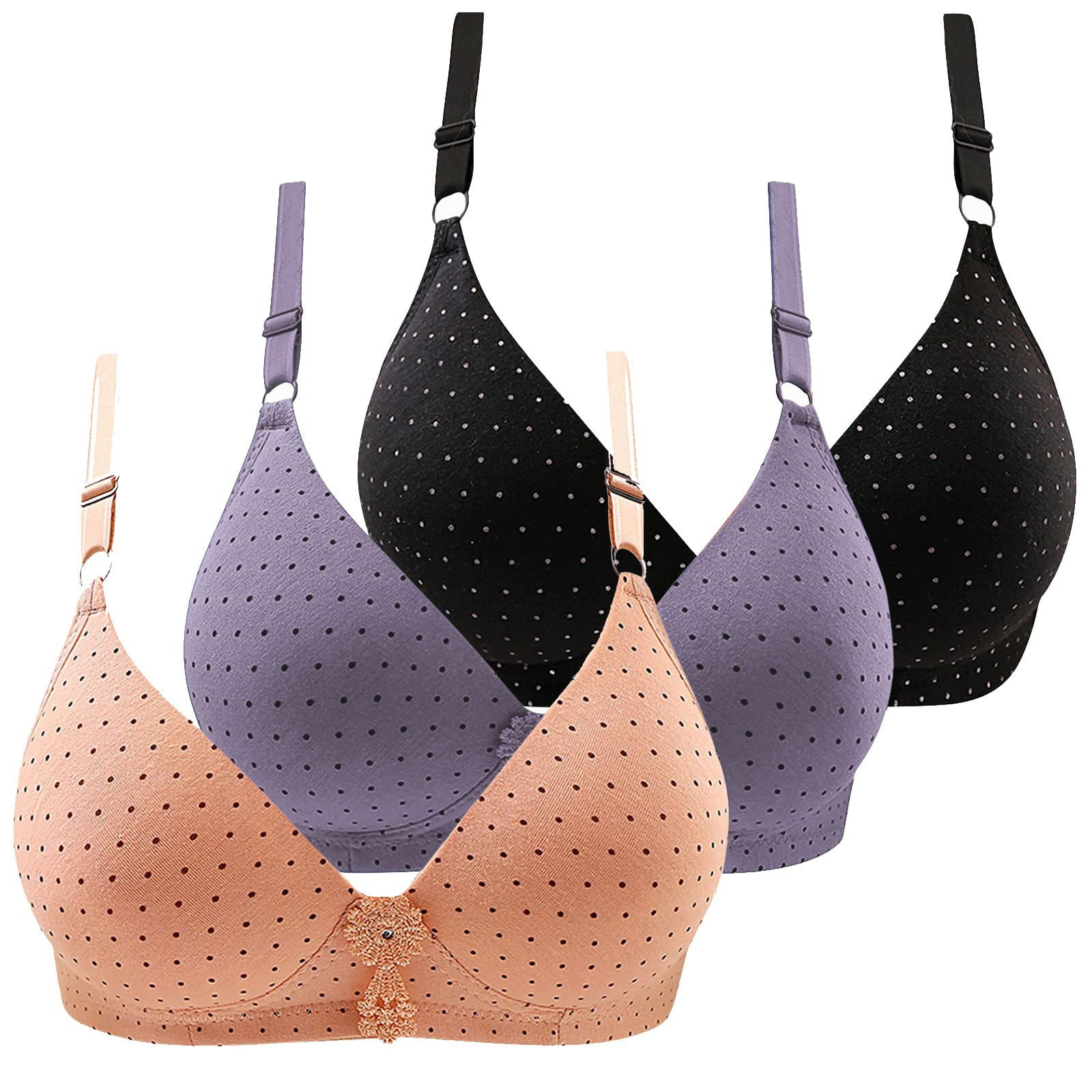 BYHONG 3PC Women Underwear Gathering Printed Thin Cup Comfortable ...