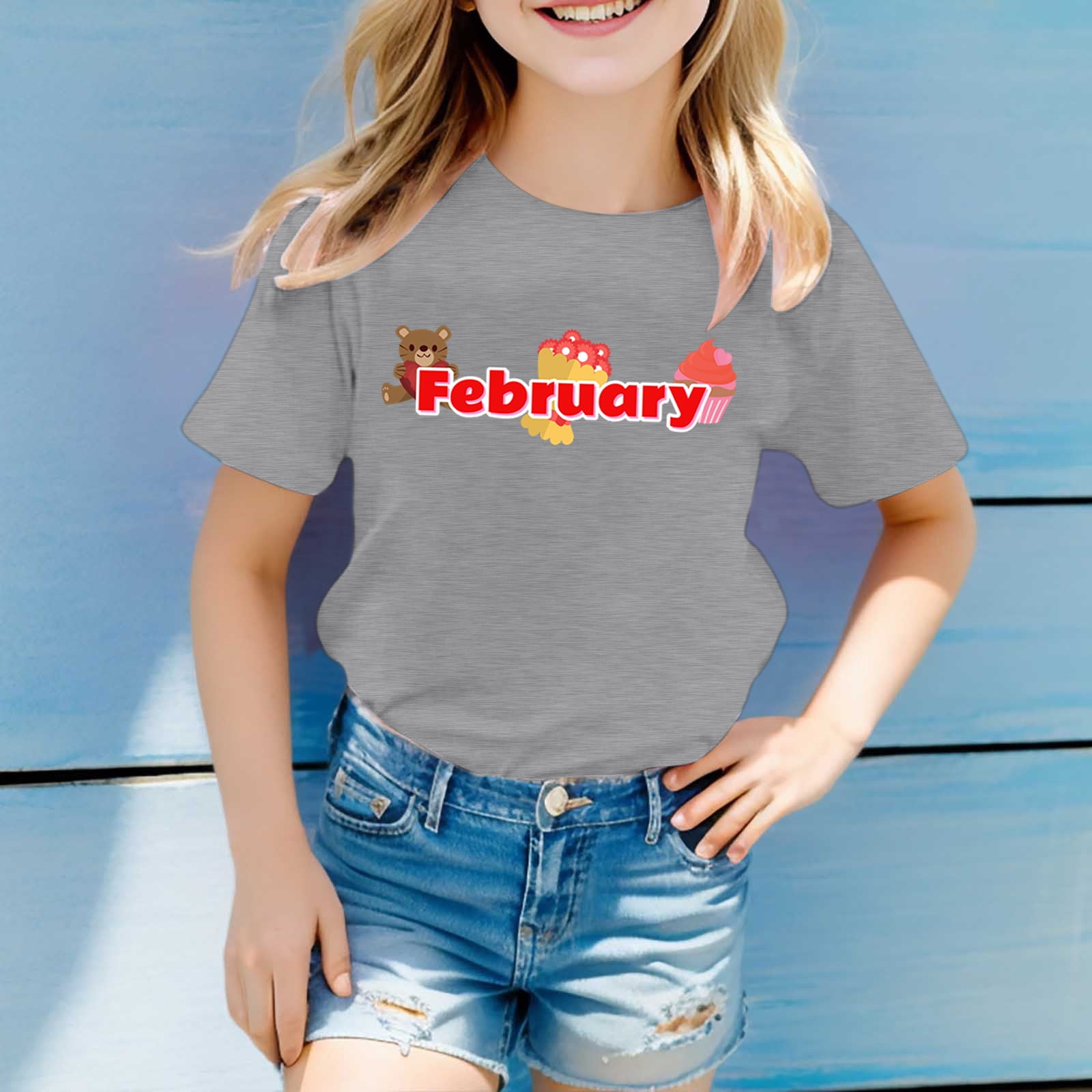 BYHONG Cute Kids' Short Sleeve Crew Neck T Shirt with Monthly Word ...