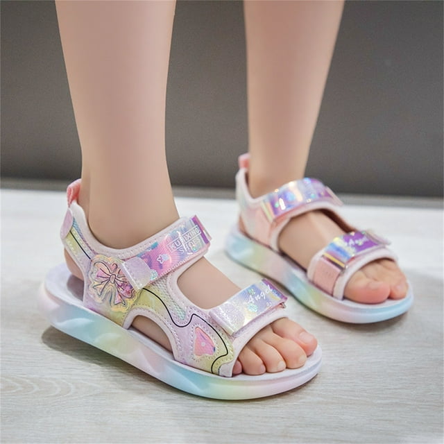 BYHONG Girls Sandals - Comfortable Platform Beach Sandals for Kids ...