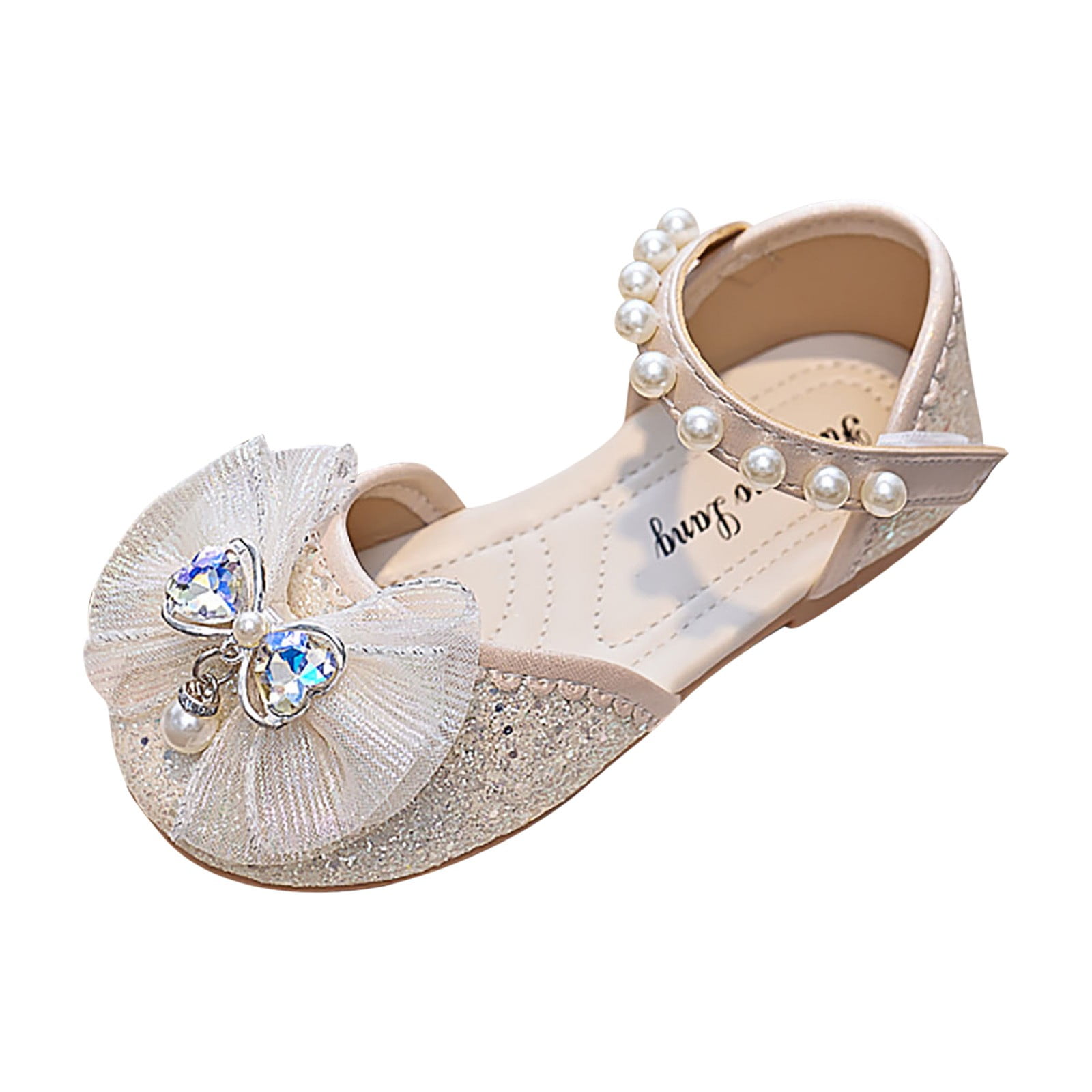BYHONG Girls Sandals & Kids Shoes - Sequined & Pearl Leather Dress ...