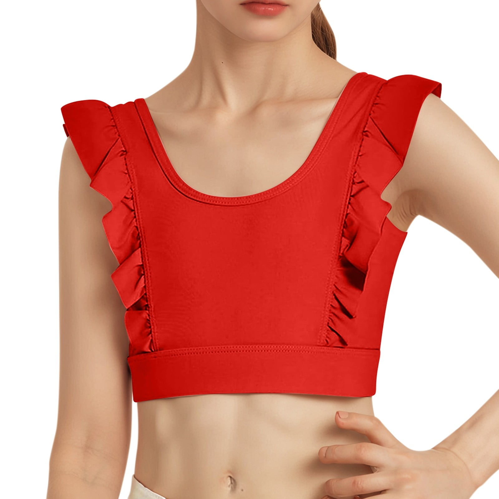 BYHONG Girls Training Bra Cute Ruffle Sports Bra for Kids Comfort Dance ...