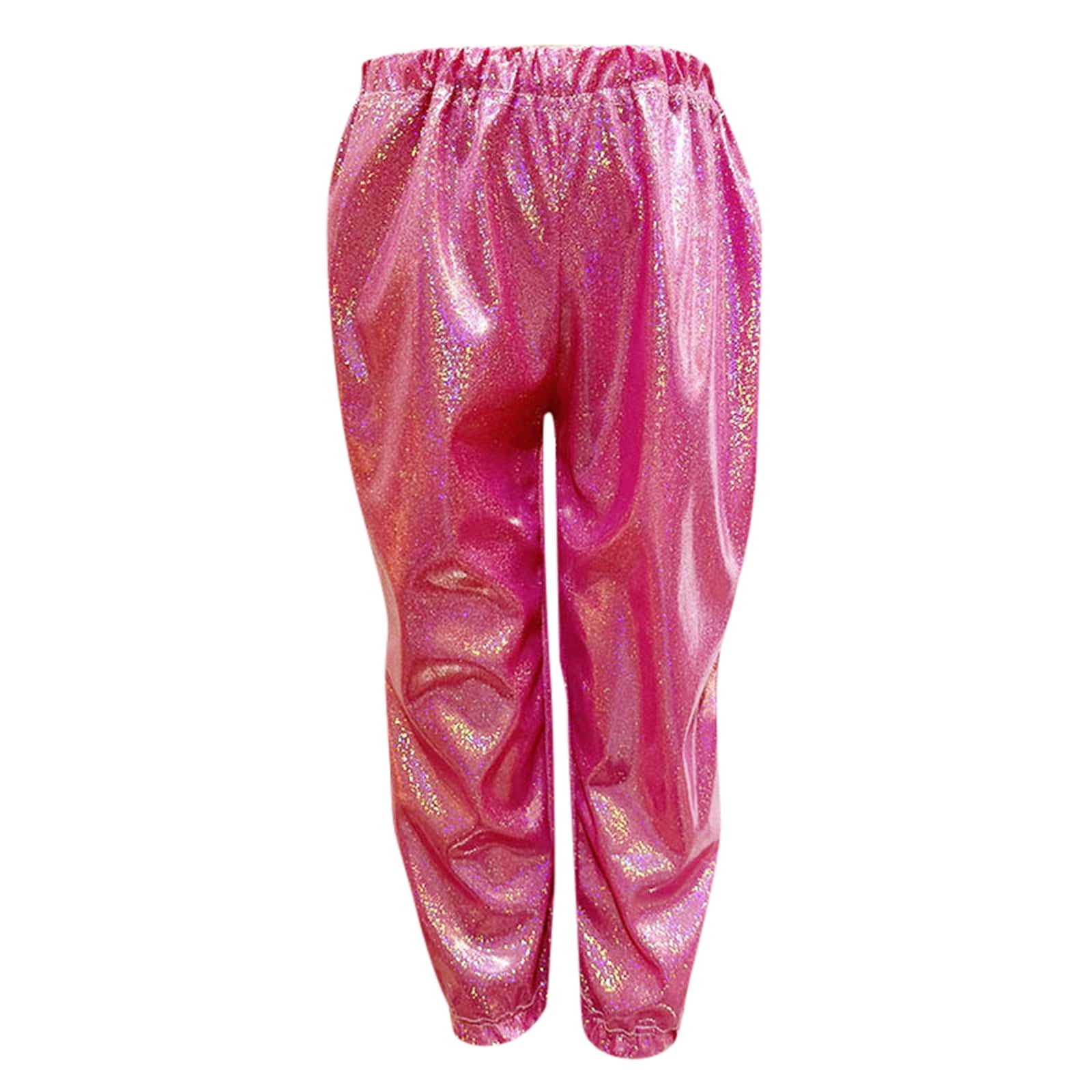 BYHONG Kids Girls Boys Sparkly Metallic Harem Dance Pants Loose Fit for ...
