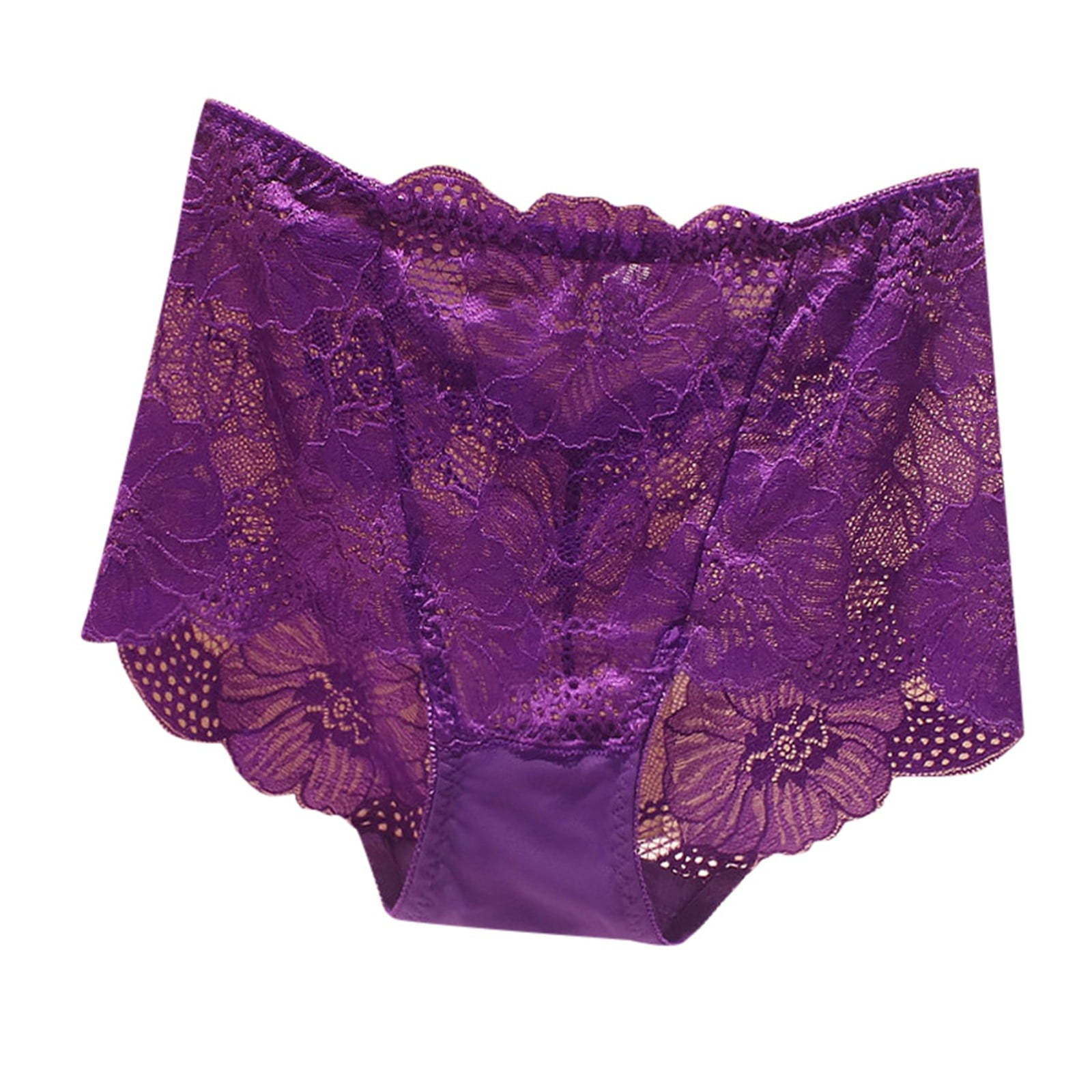 BYHONG Ladies' Lace Sexy Solid Color Transparent Mid High Waist Plus ...