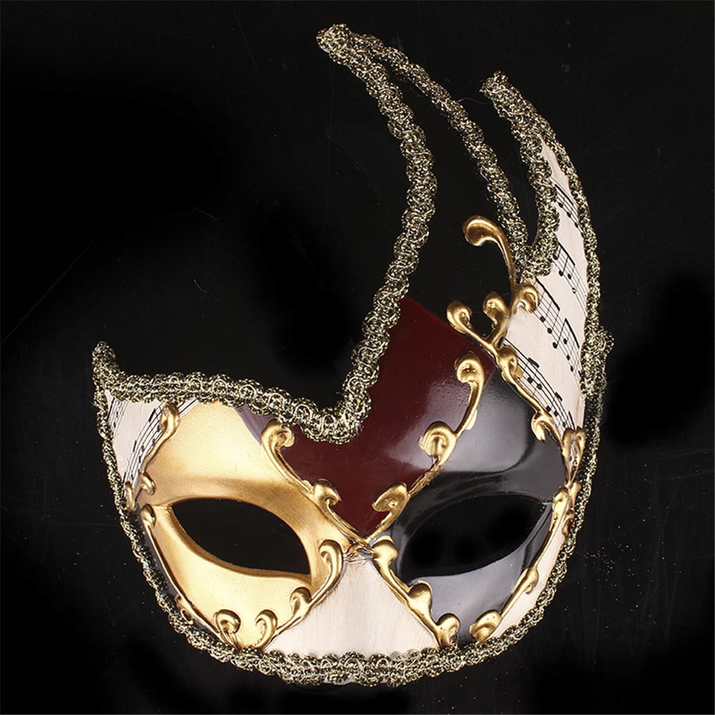 BYHONG Men's Masquerade Mask Vintage Venetian Checkered Musical Party ...