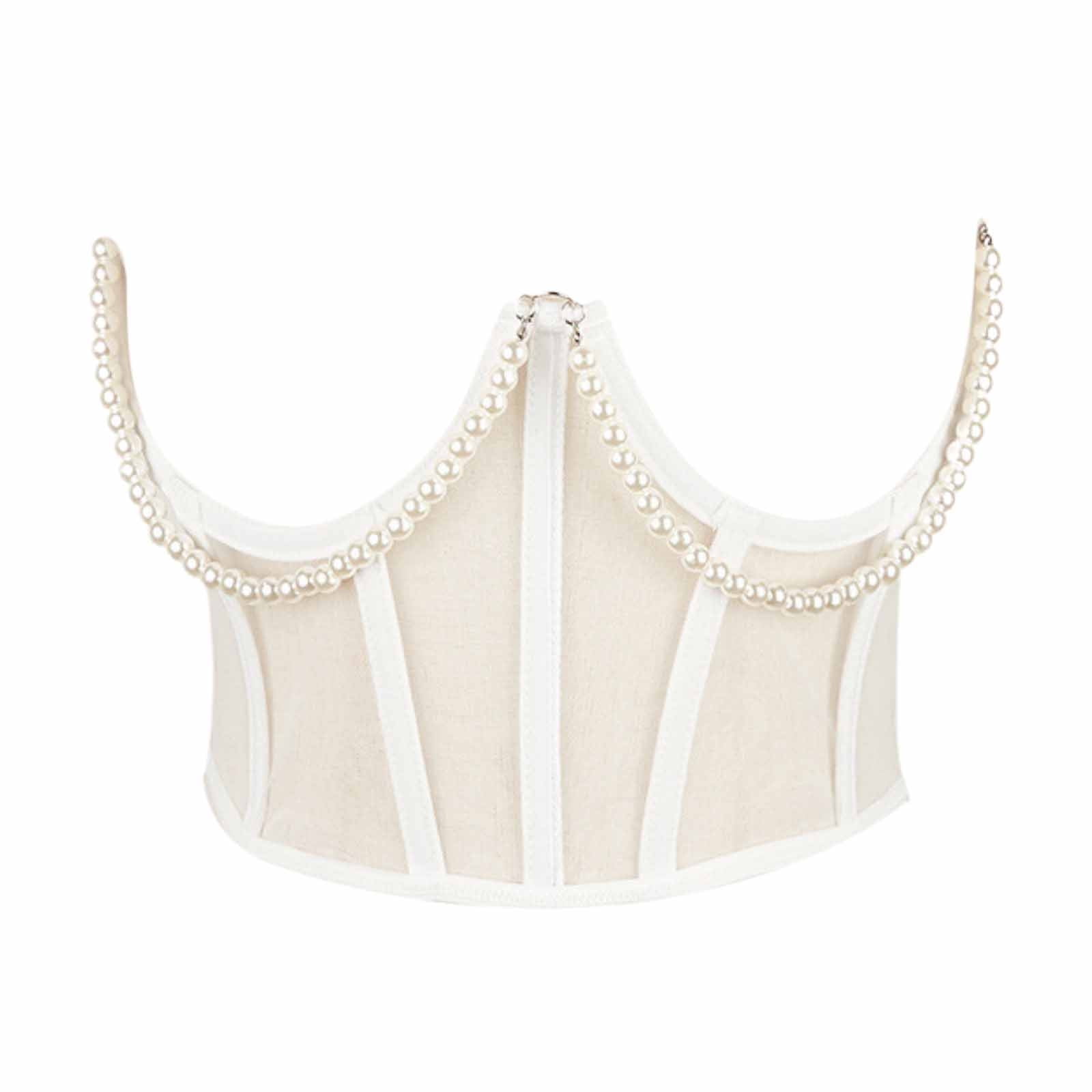 BYHONG Pearl Chain Outside A Small Vest Waist Girdle Chest Steel Ring ...