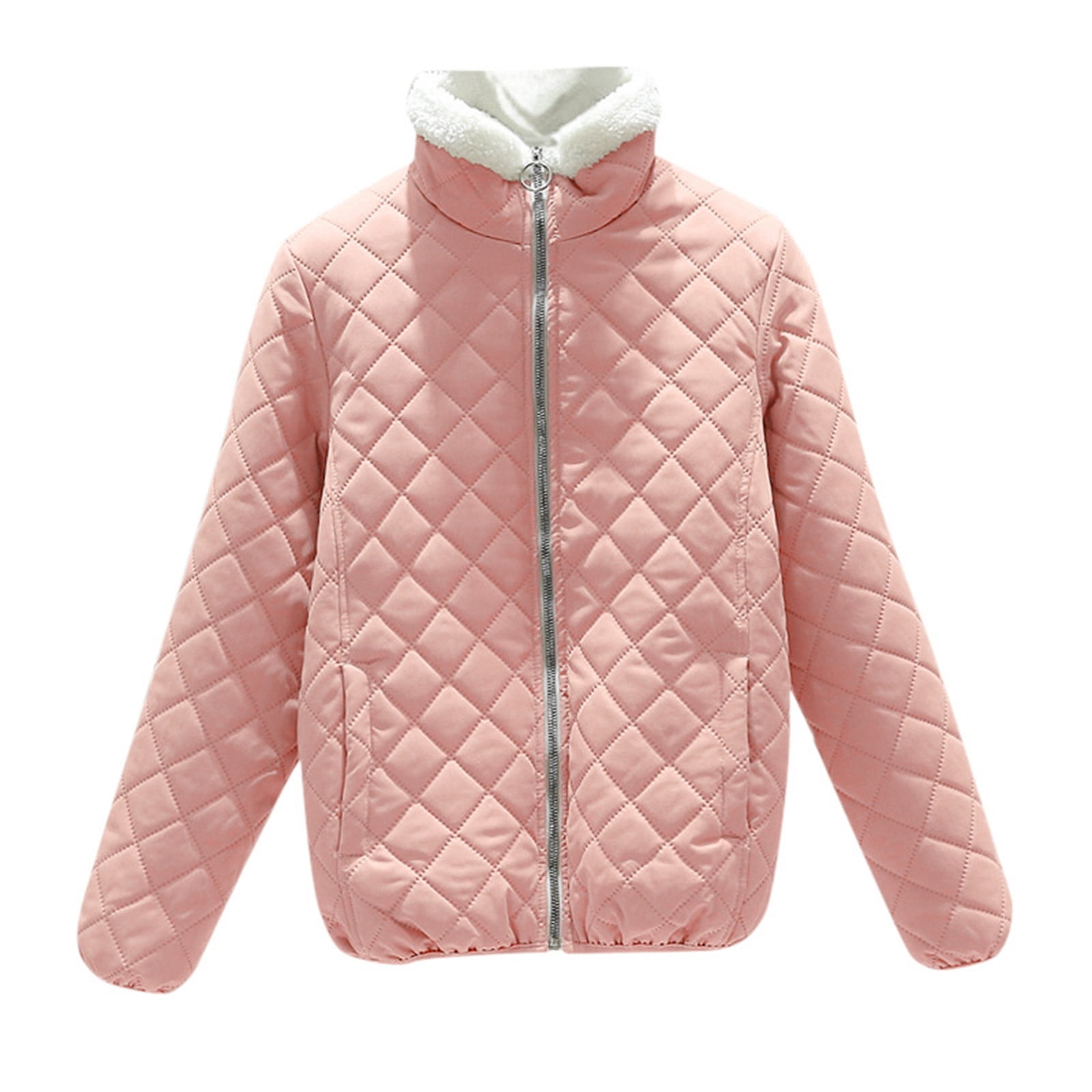 BYHONG Plus Size Coats for Women In A Light and Thin Rhombic Lamb's Wool Coat Pink L - Walmart.com