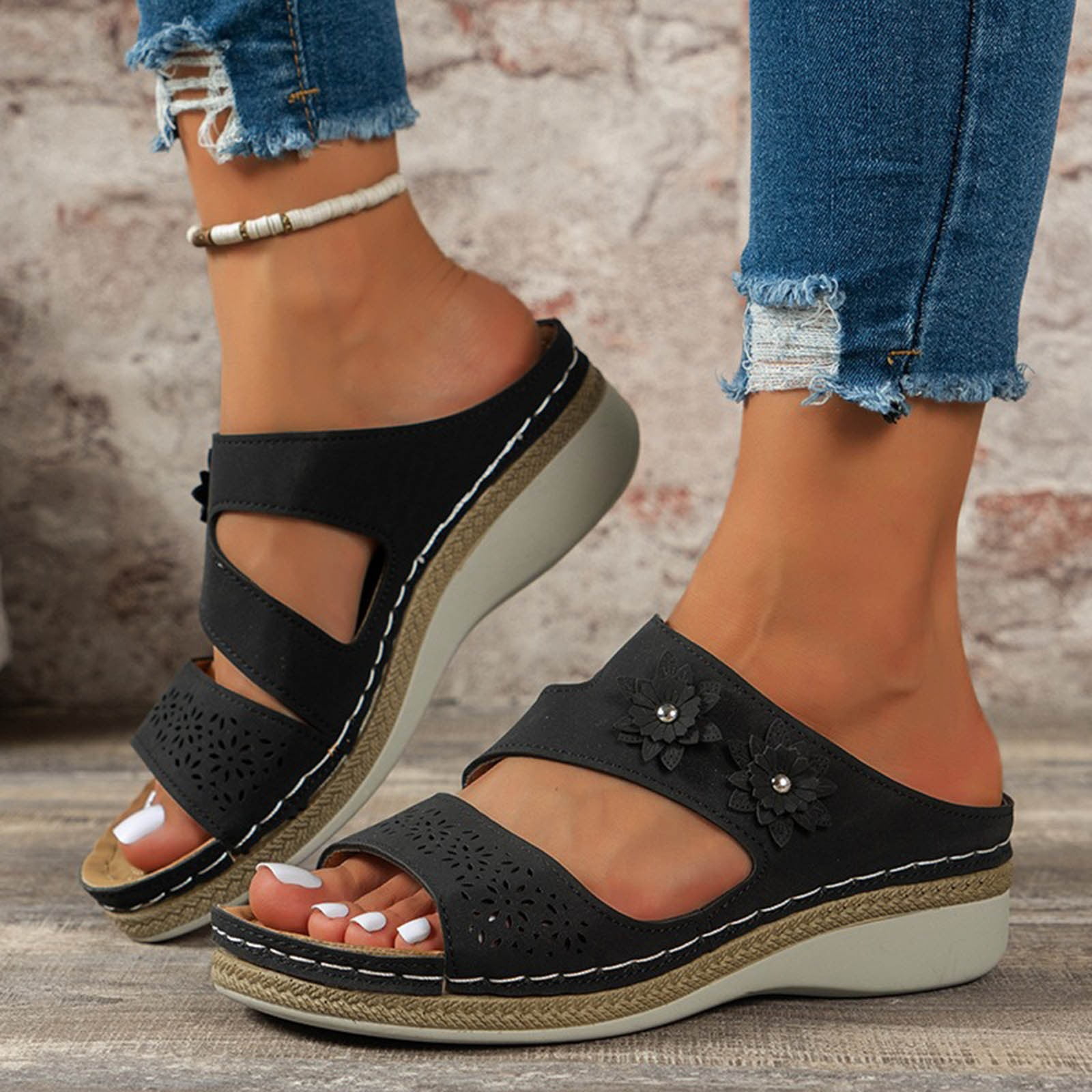 BYHONG Sandals for Women - Dressy Wedge Slide Sandals with Platform ...