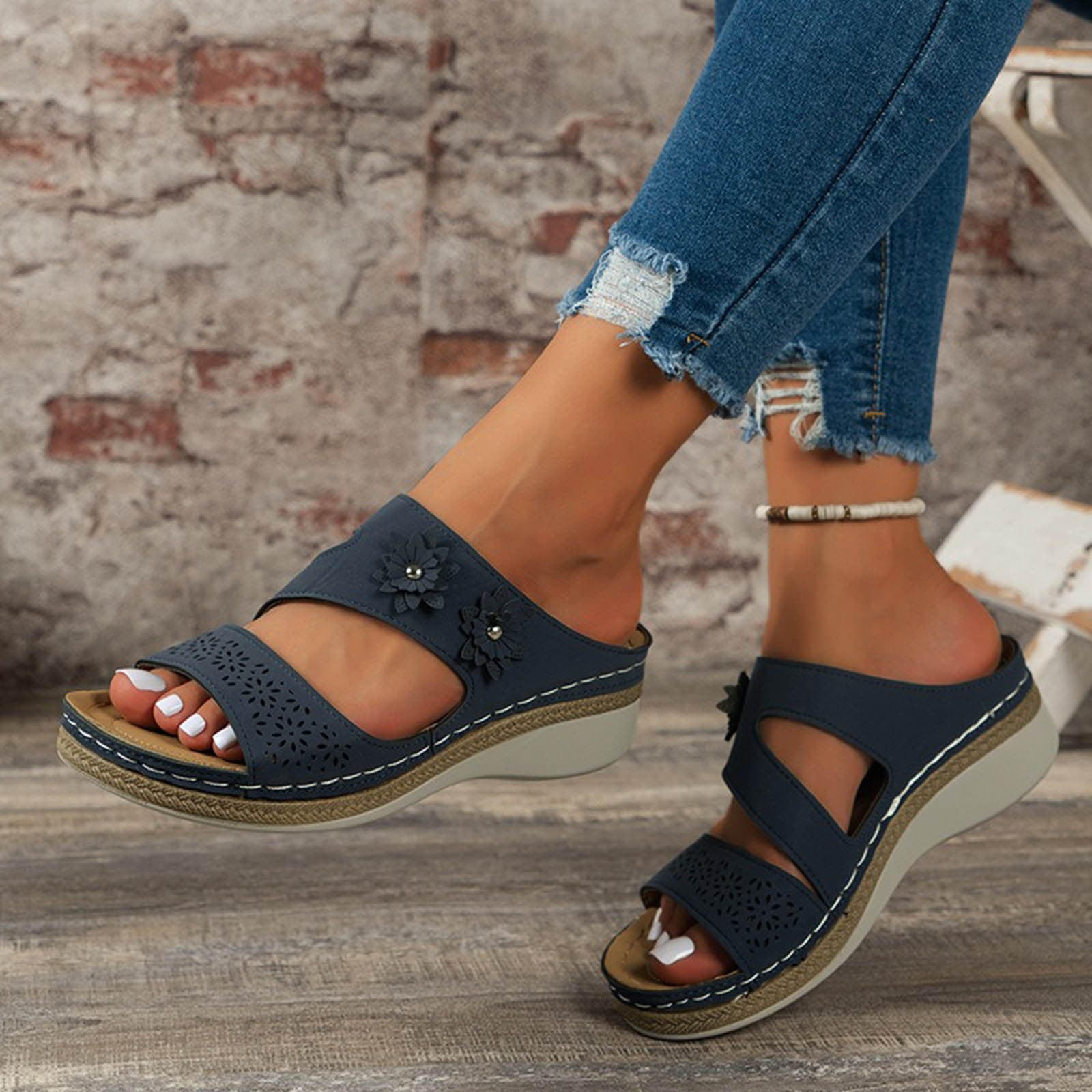 BYHONG Sandals for Women - Dressy Wedge Slide Sandals with Platform ...