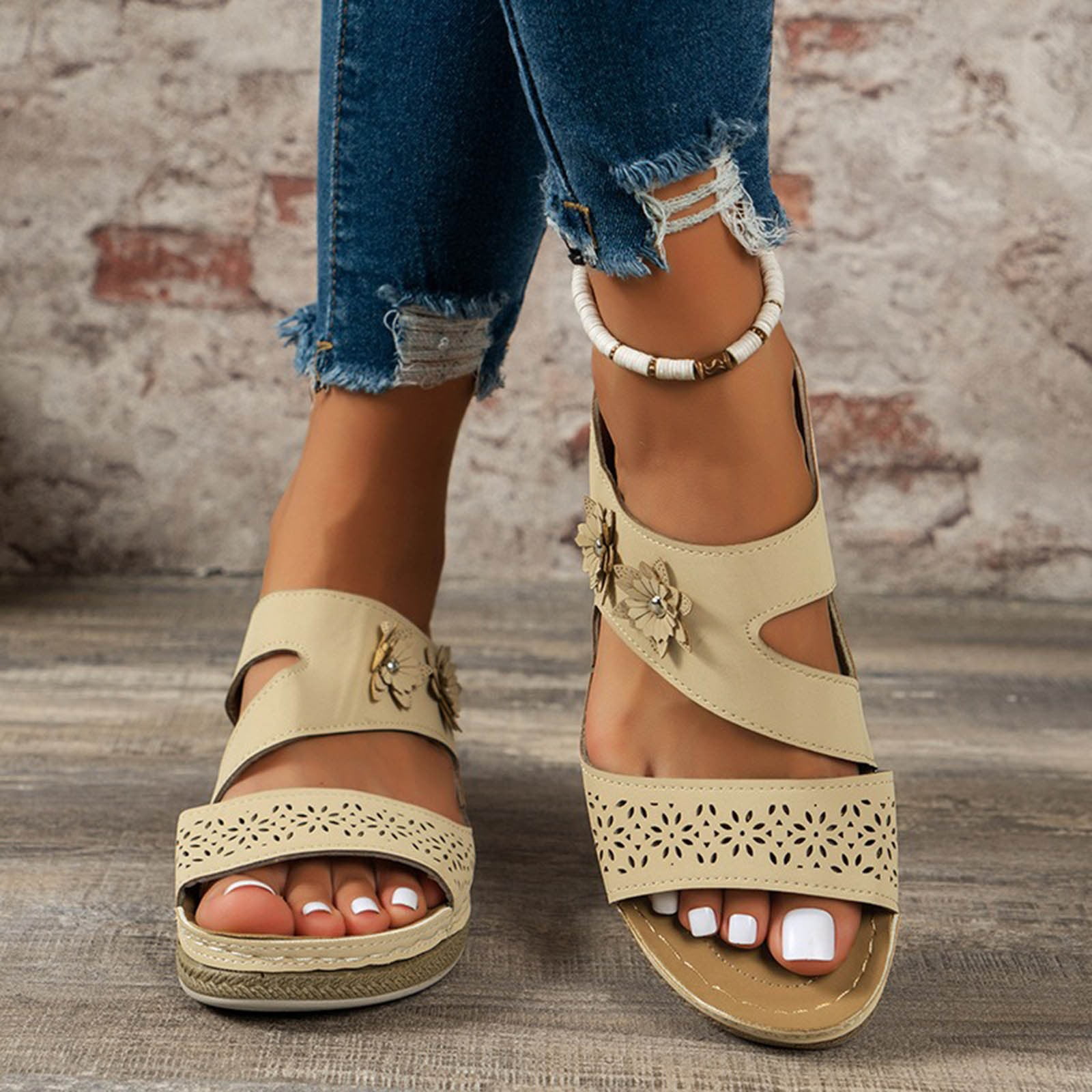 BYHONG Sandals for Women - Dressy Wedge Slide Sandals with Platform ...