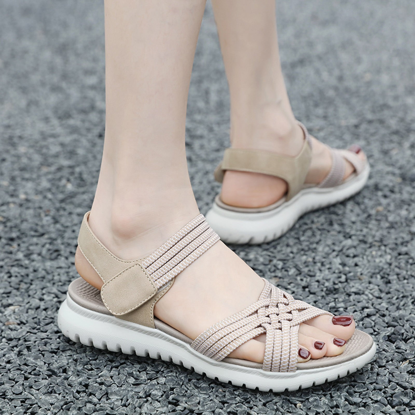 BYHONG Sandals for Women - Sporty Rubber Band Design, Lightweight ...