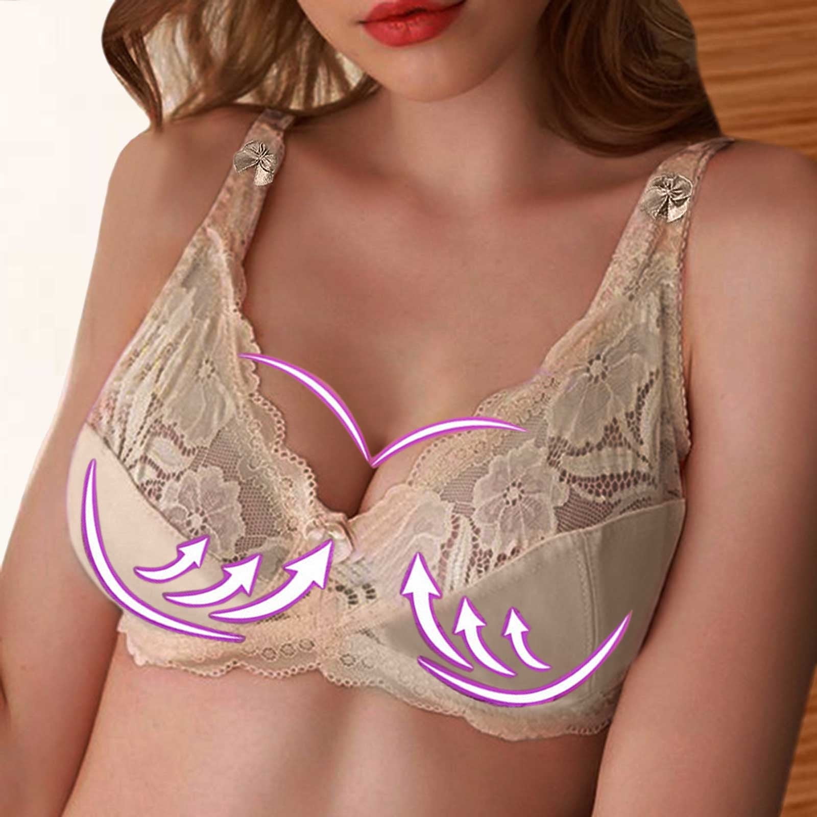 BYHONG Ultra-thin Underwear Bra Adjustable Bra Ladies Transparent and Breathable Underwear Beige ...