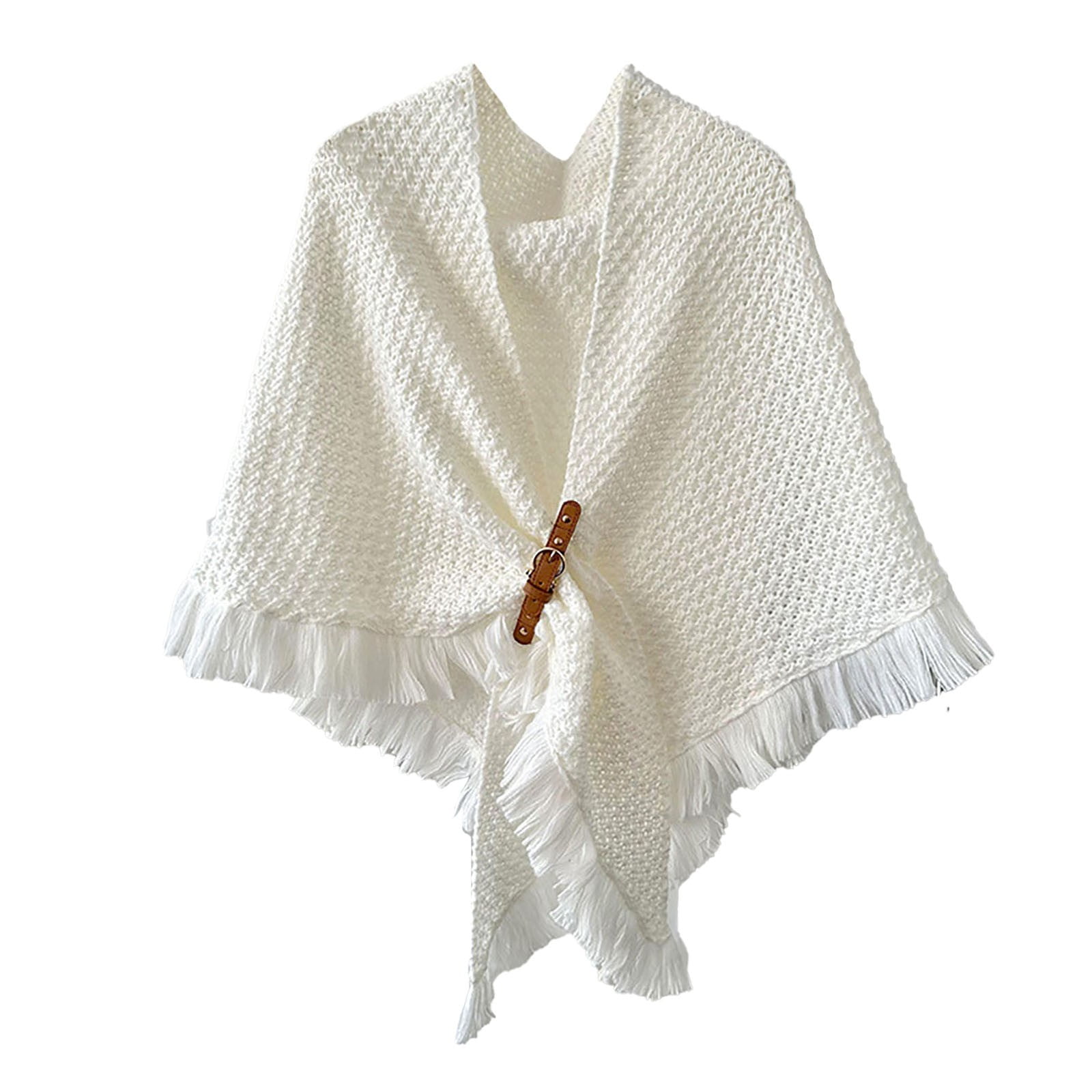 BYHONG White Scarf for Women Womens Large Front Poncho Sweater Wrap Topper Knitted Elegant ...