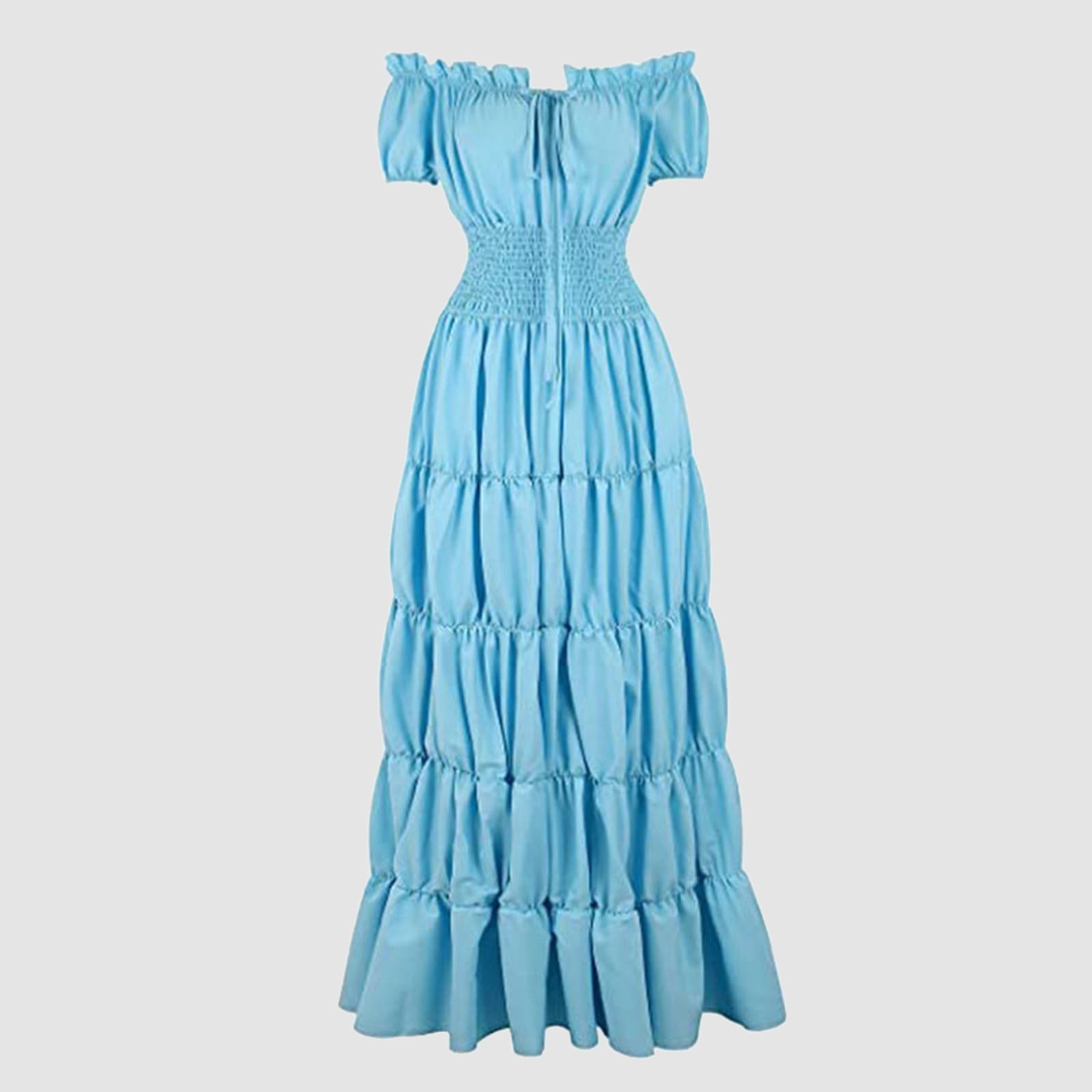 BYHONG Women Elegant Irish Over Dress Smocked Waist Retro Gown Under ...