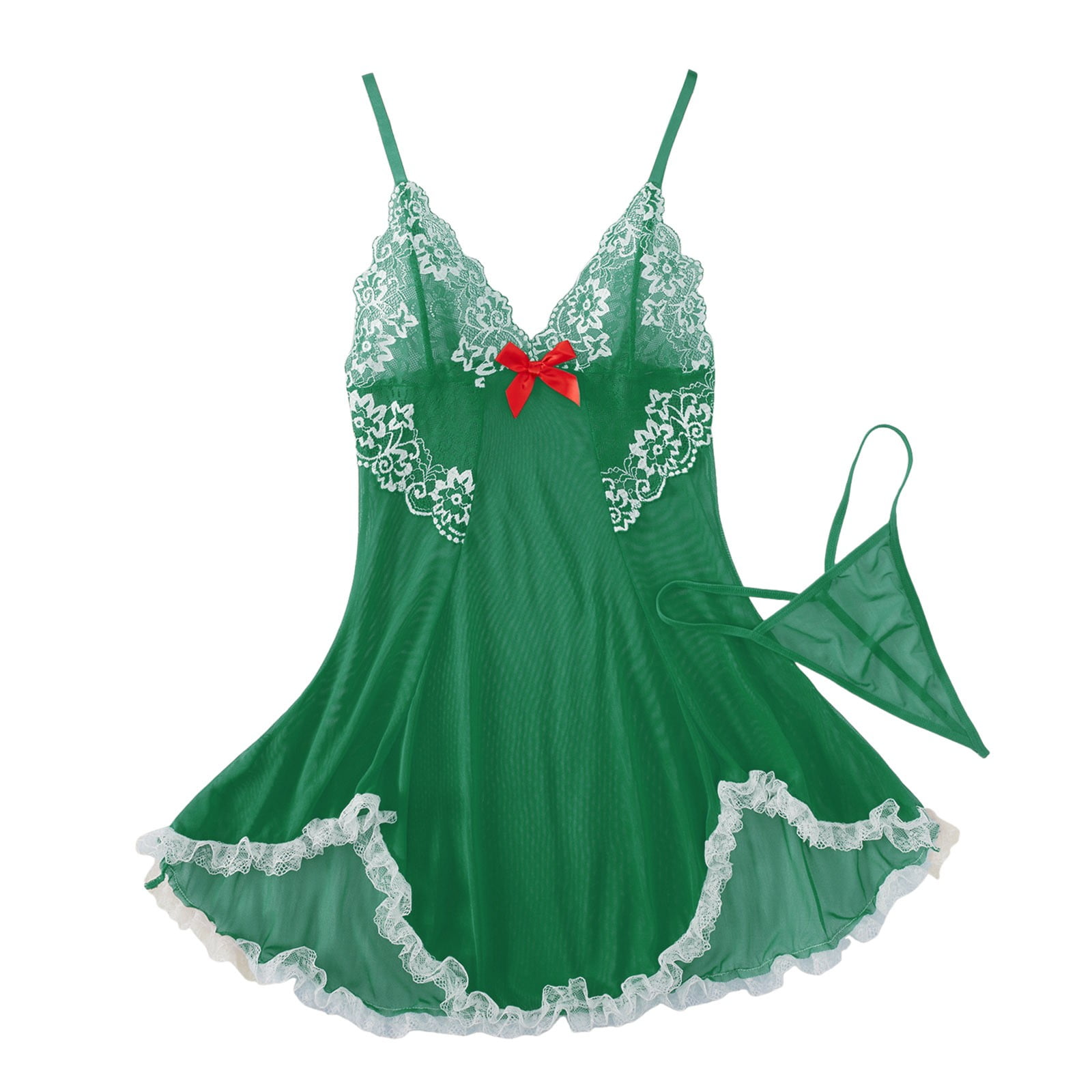 BYHONG Women Lingerie Lace Mesh Nightgown Chemise Boudoir Nighty ...