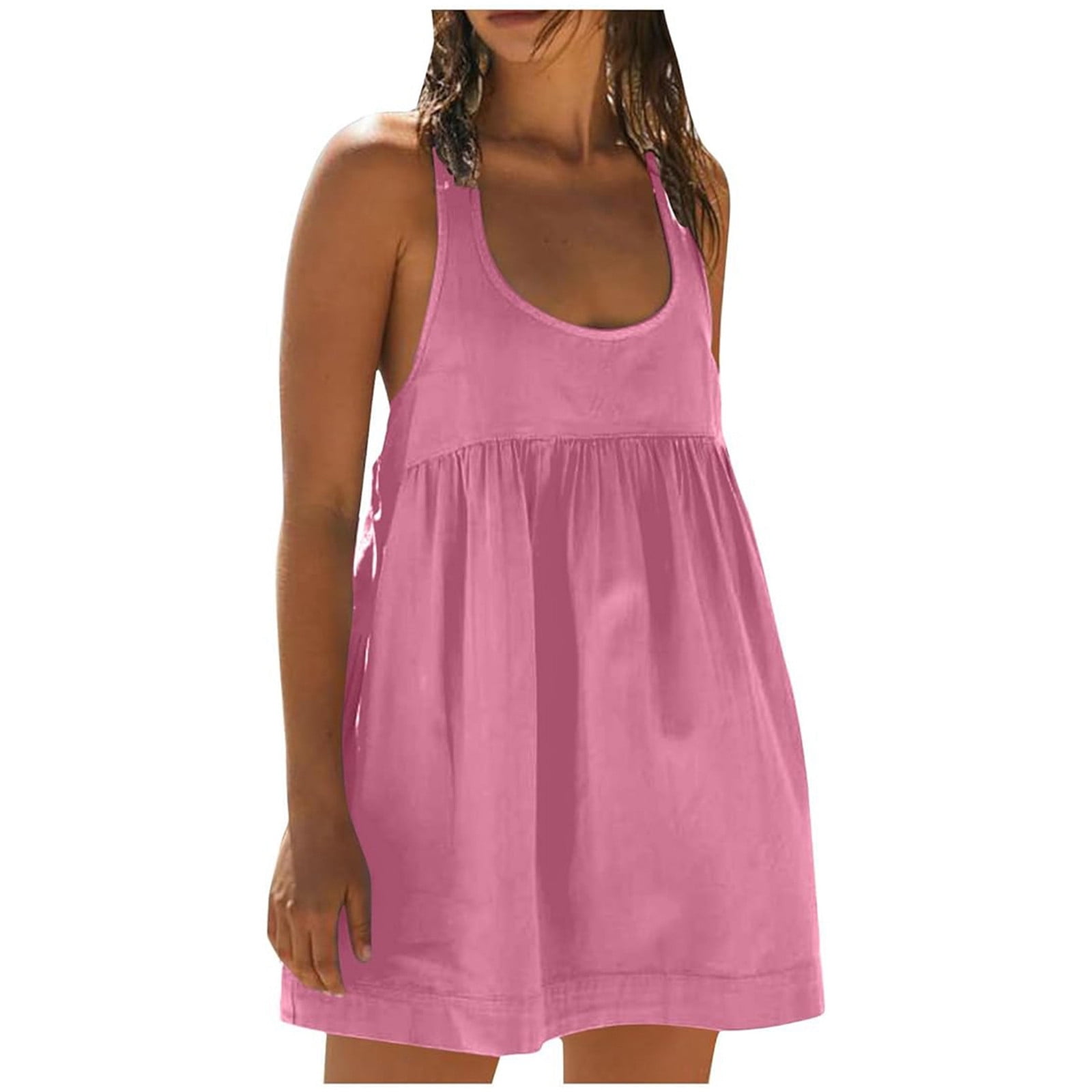 BYHONG Women Trendy Athletic Dress Mini Dress Neck Casual Summer Romper ...