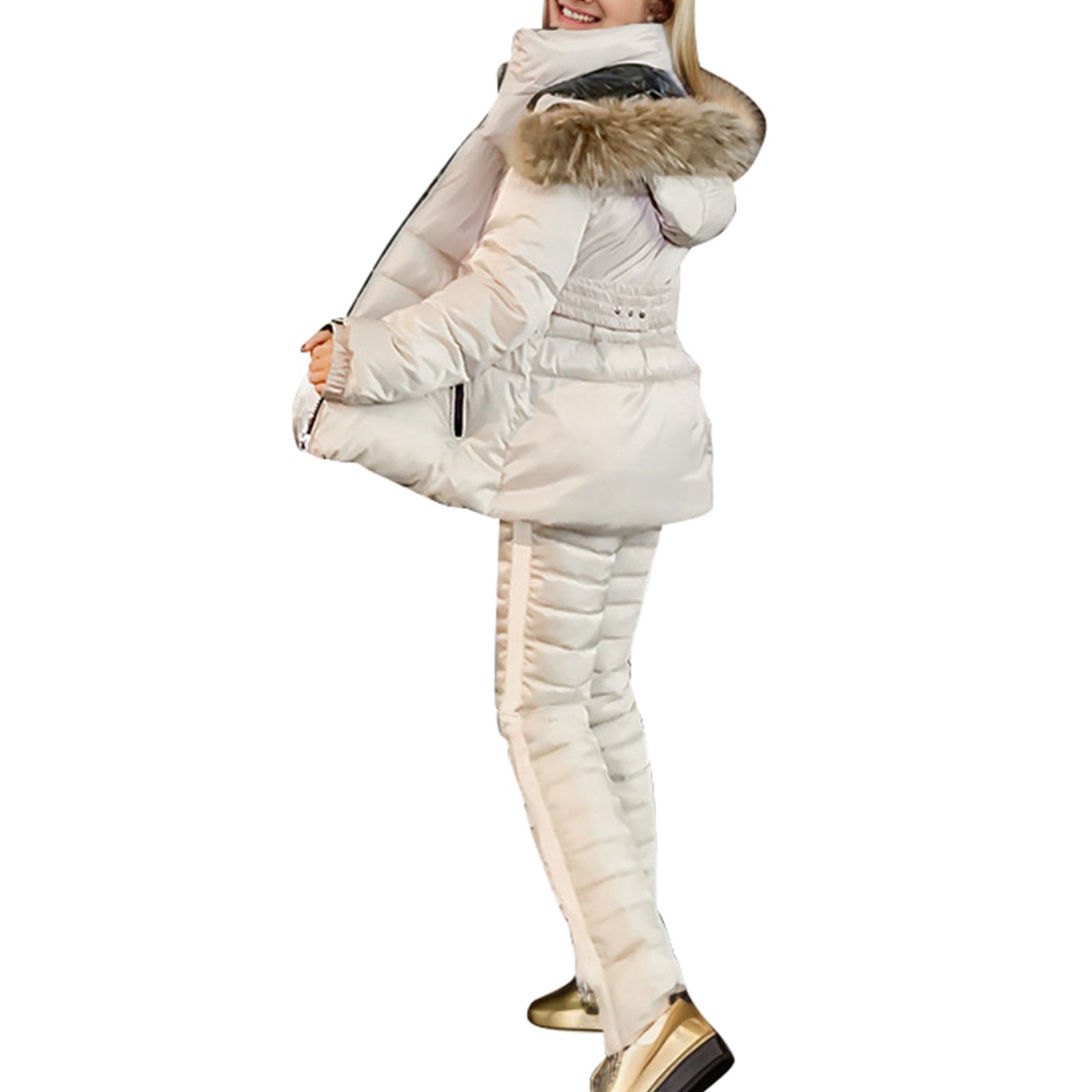 BYHONG Women's Autumn and Winter Solid Color Ski Wear Outdoor Fashion ...