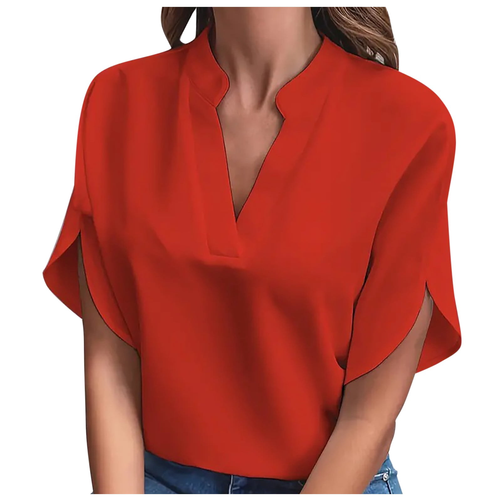 BYHONG Women's Cold Shoulder Tops Summer Fashion Short Sleeve V Neck ...